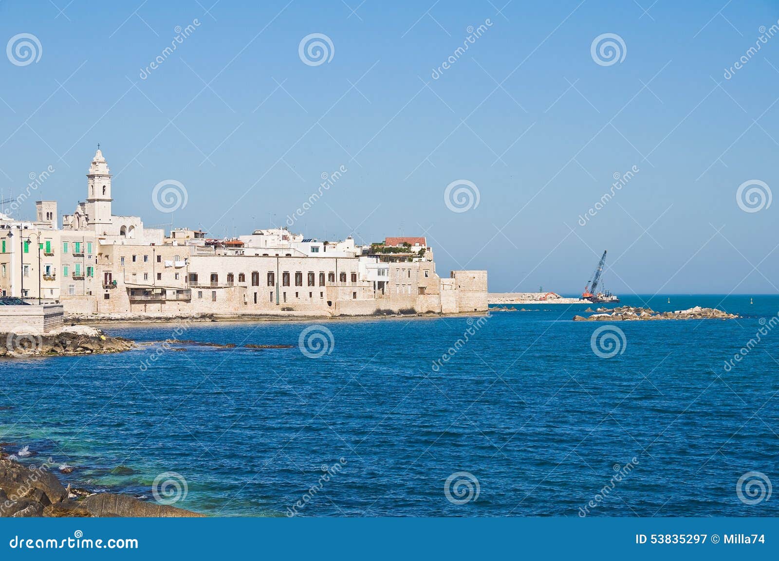 View Of Molfetta Old Town: The Harbor And The Old Cathedral (Duomo ...
