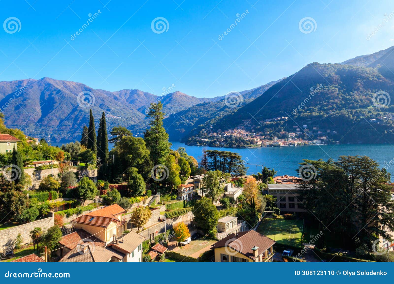 Panoramic View of Moltrasio Town on Lake Como in Italy Stock Photo ...