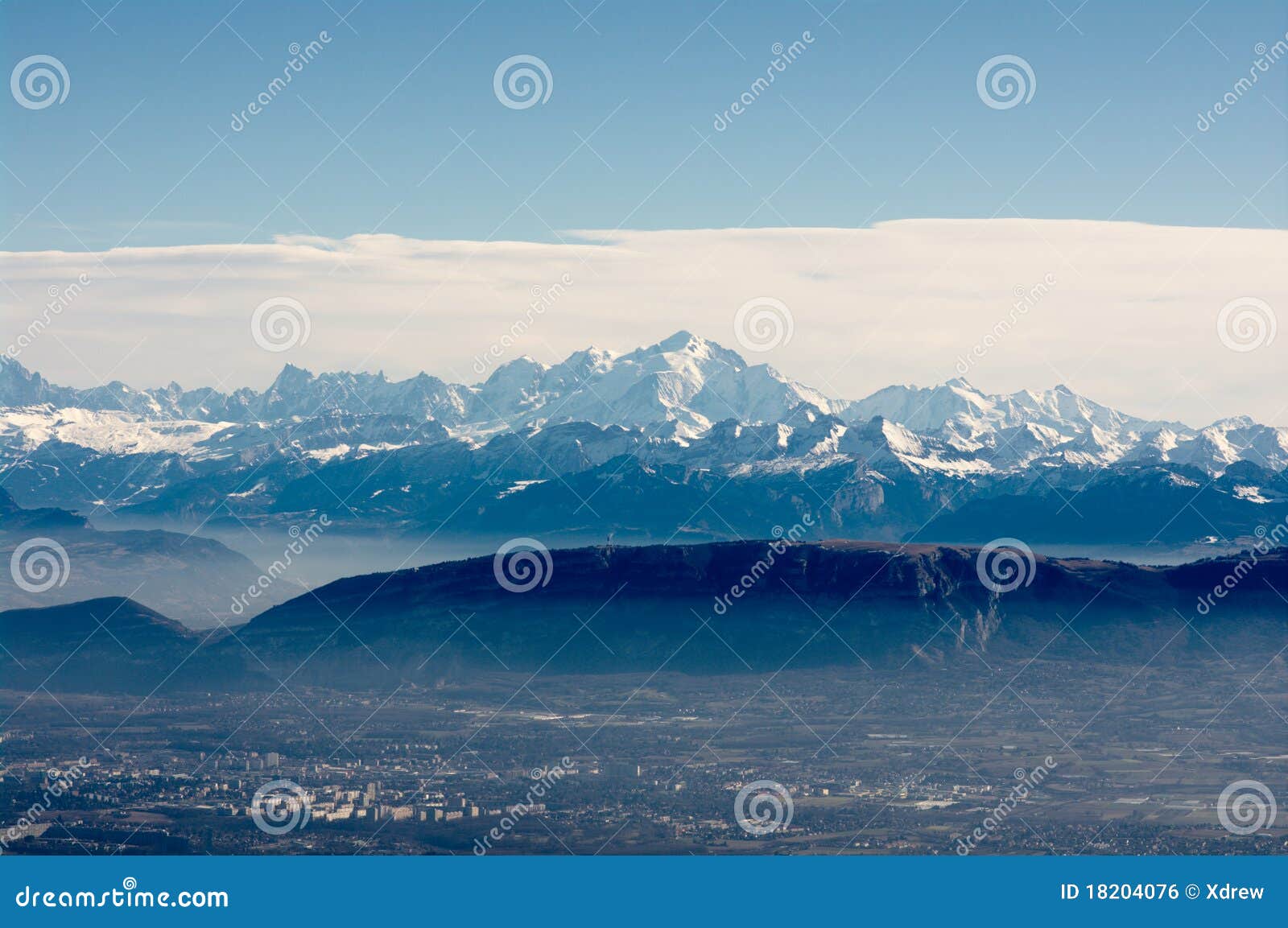 Panoramic View on Mont-Blanc Stock Photo - Image of blue, landscape ...