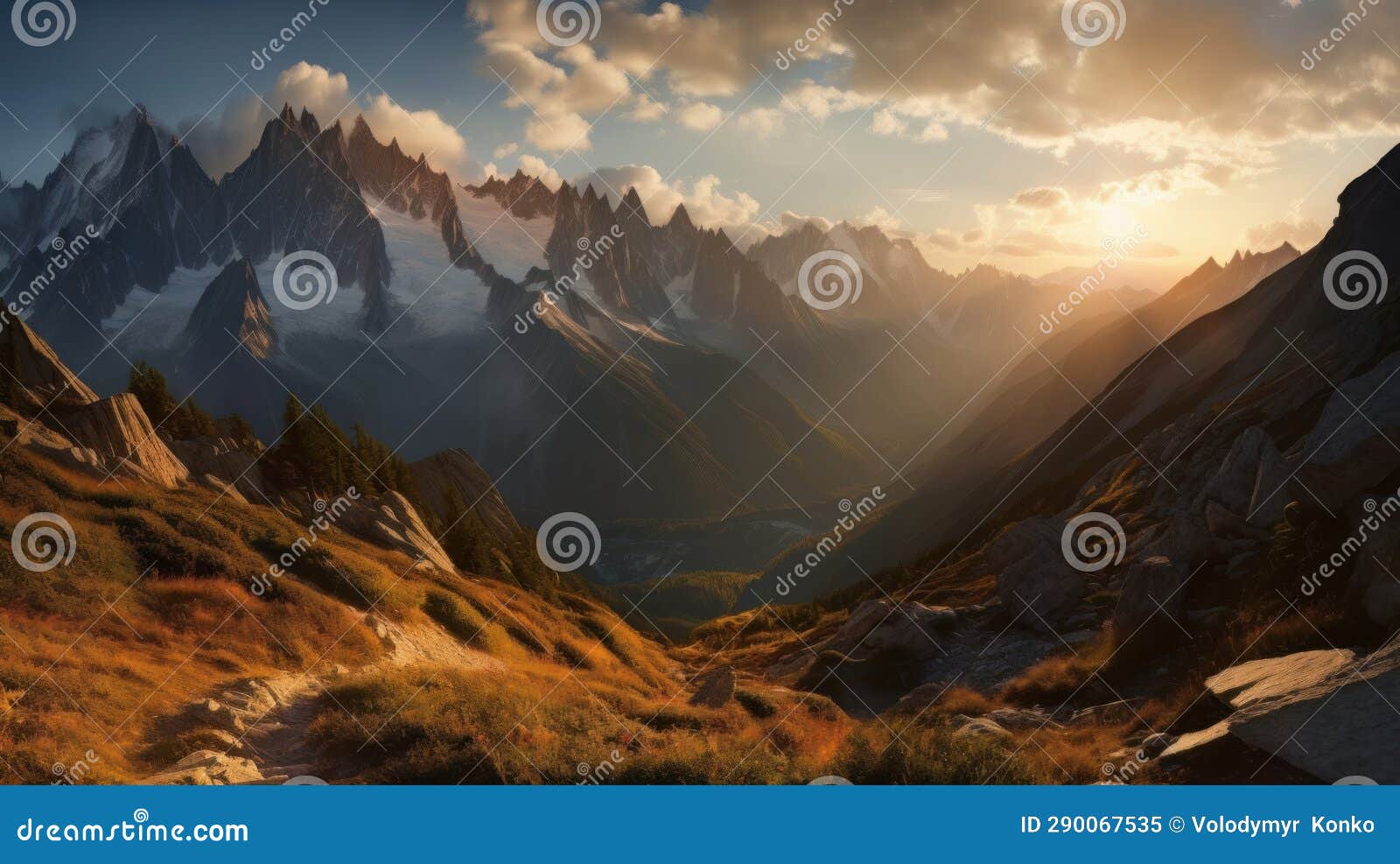 Panoramic View of Mont Blanc Mountain in the Alps Sun. Generative Ai ...