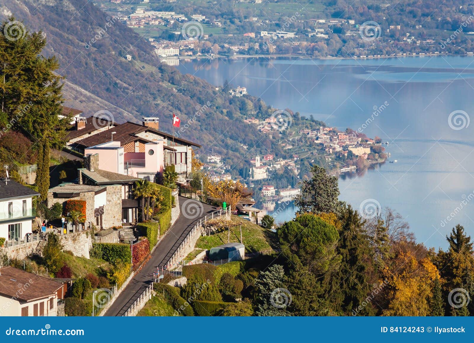 Panoramic View on Monte Bre, Lugano, Switzerland Stock Image - Image of ...