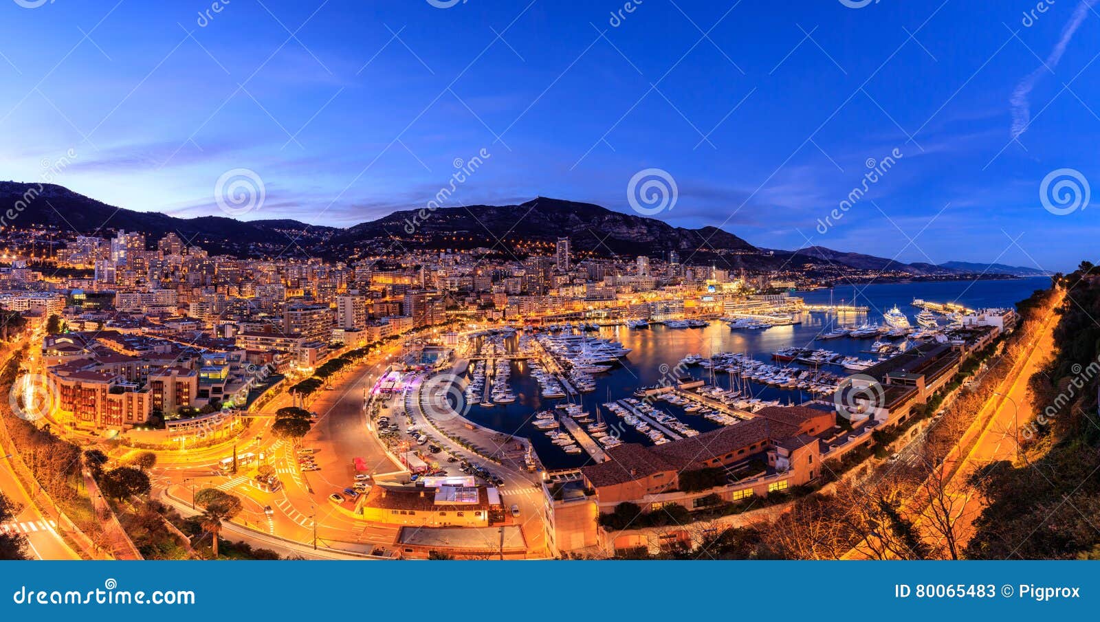 Panoramic View of Monte Carlo Harbour in Monaco. Stock Image - Image of ...
