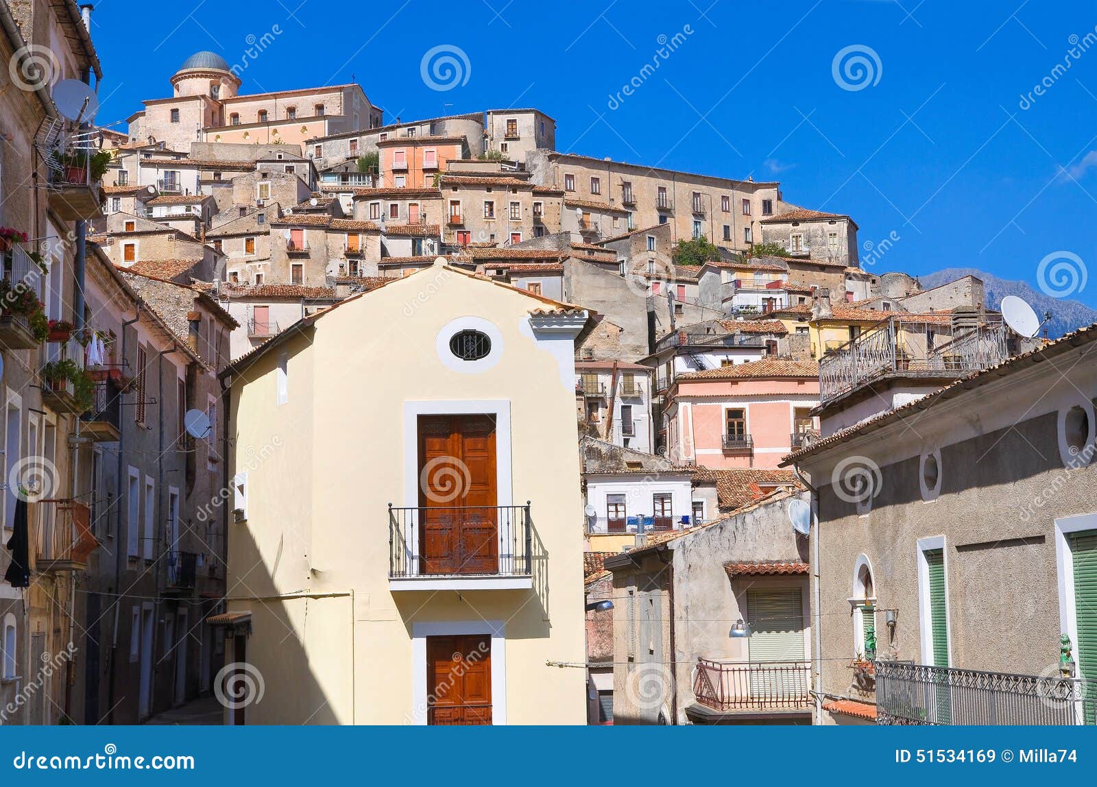 Panoramic View of Morano Calabro. Calabria. Italy. Stock Image - Image ...
