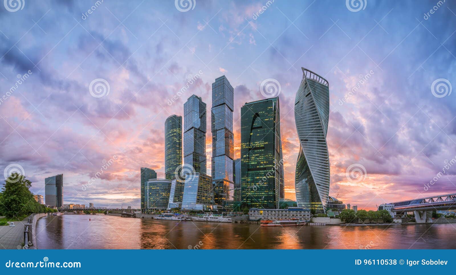 Panoramic View of Moscow-city Cloudy Evening Stock Photo - Image of ...