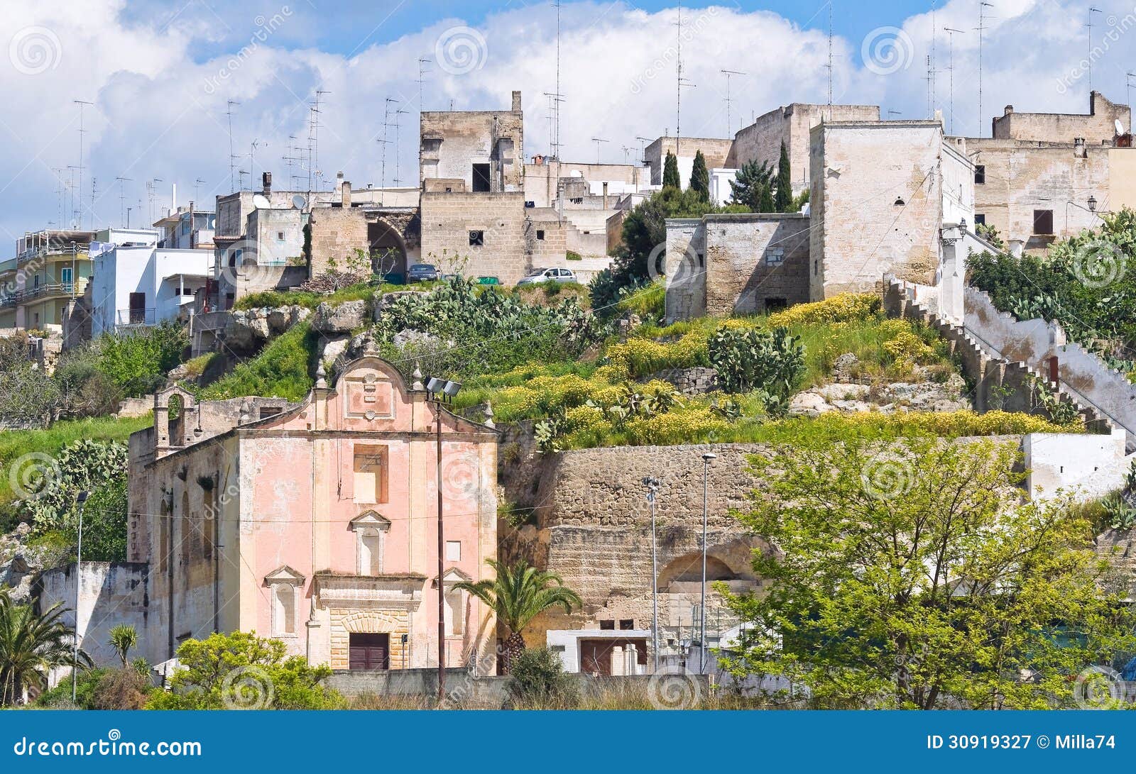 Panoramic View of Mottola. Puglia. Italy. Stock Image - Image of blue ...