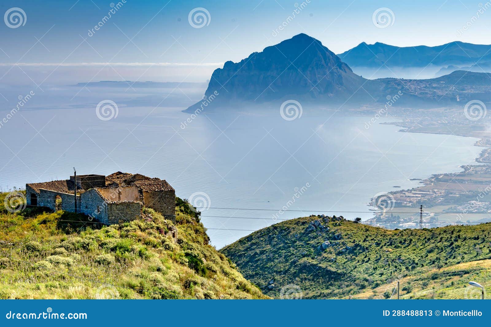 Panoramic View from Mount Erice, Sicily, Italy Stock Image - Image of ...