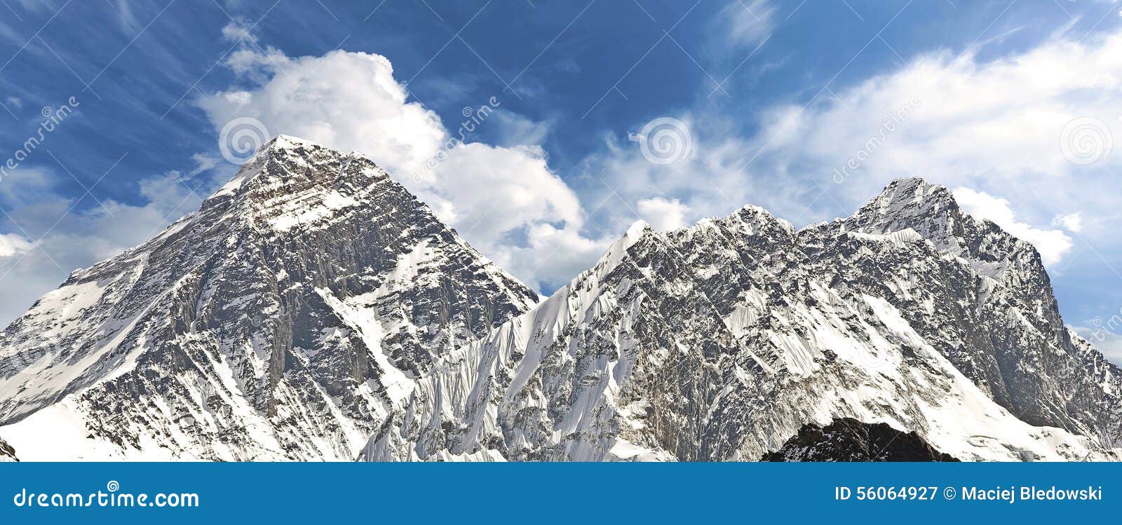 Panoramic View of Mount Everest. Stock Image - Image of camp, hike ...