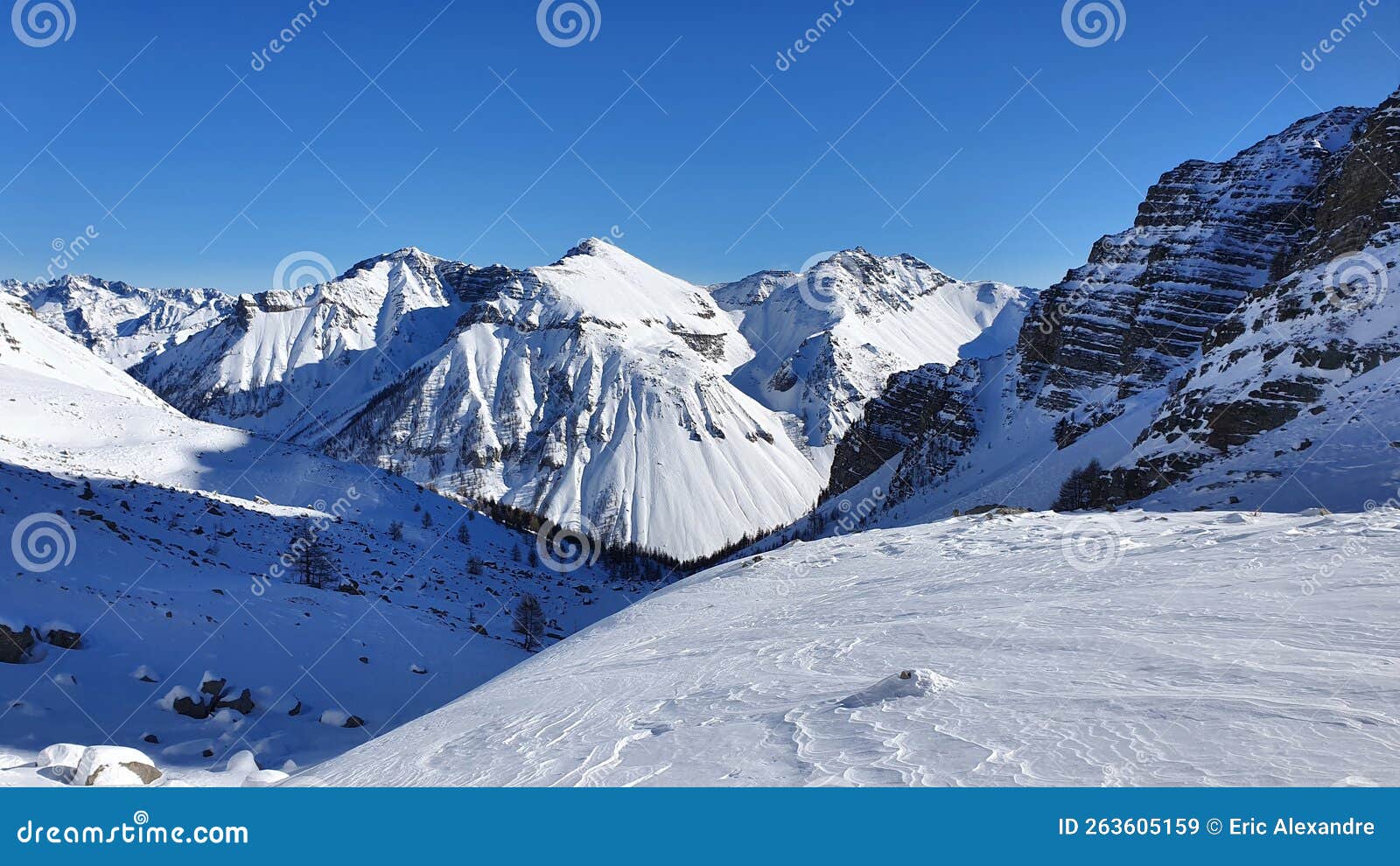 Panoramic View on the Moutains Under the Snow Stock Image - Image of ...
