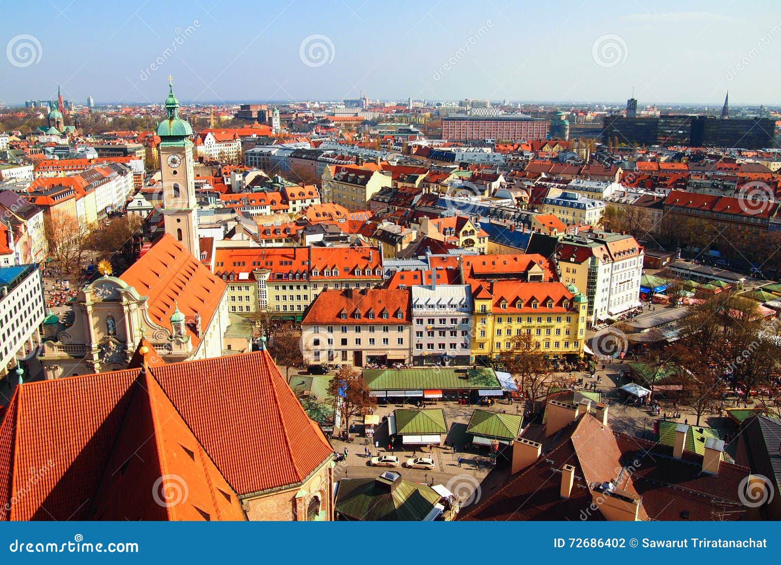 Panoramic view of Munich editorial photography. Image of city - 72686402