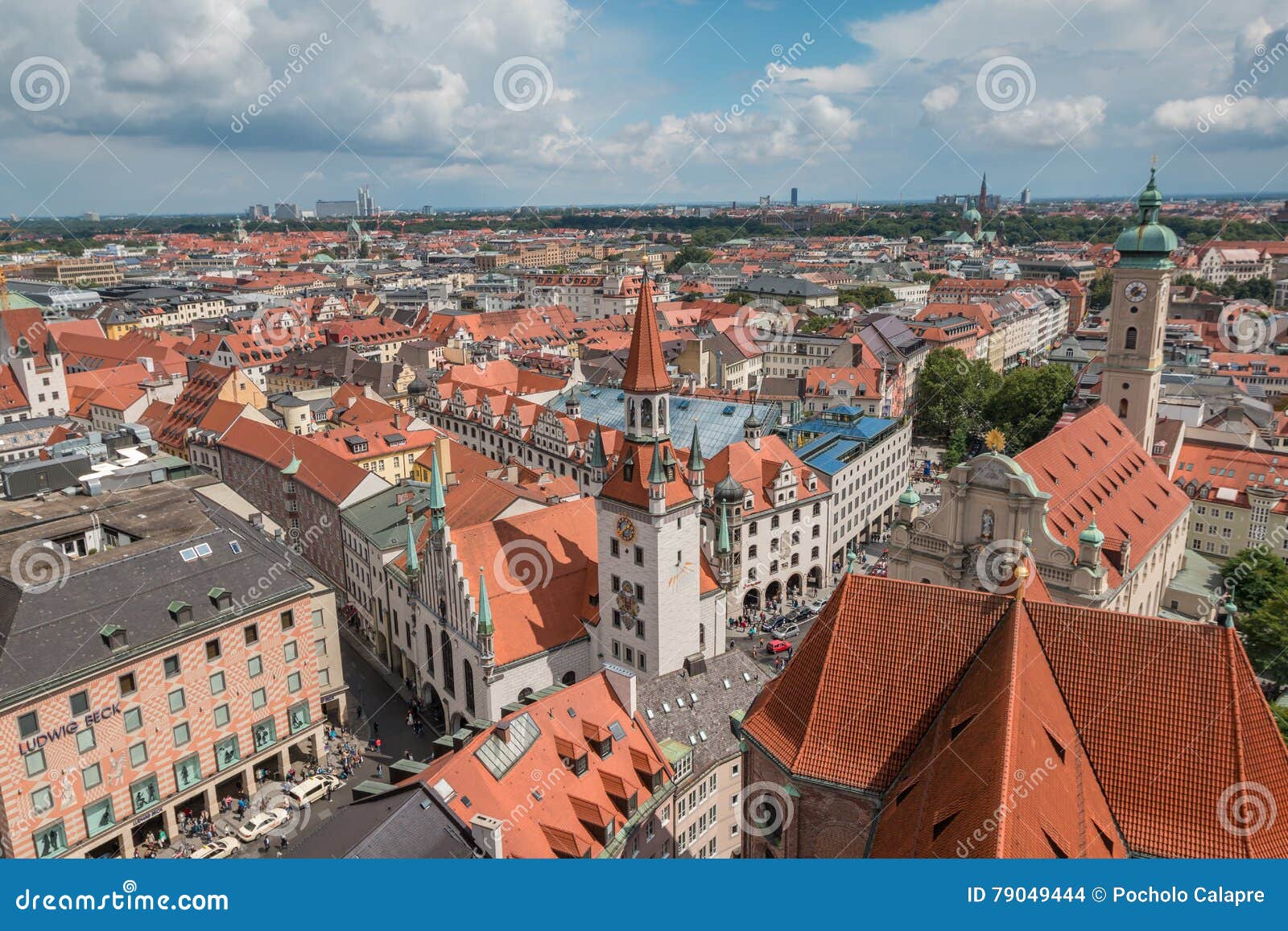 Panoramic view of Munich editorial stock image. Image of hall - 79049444