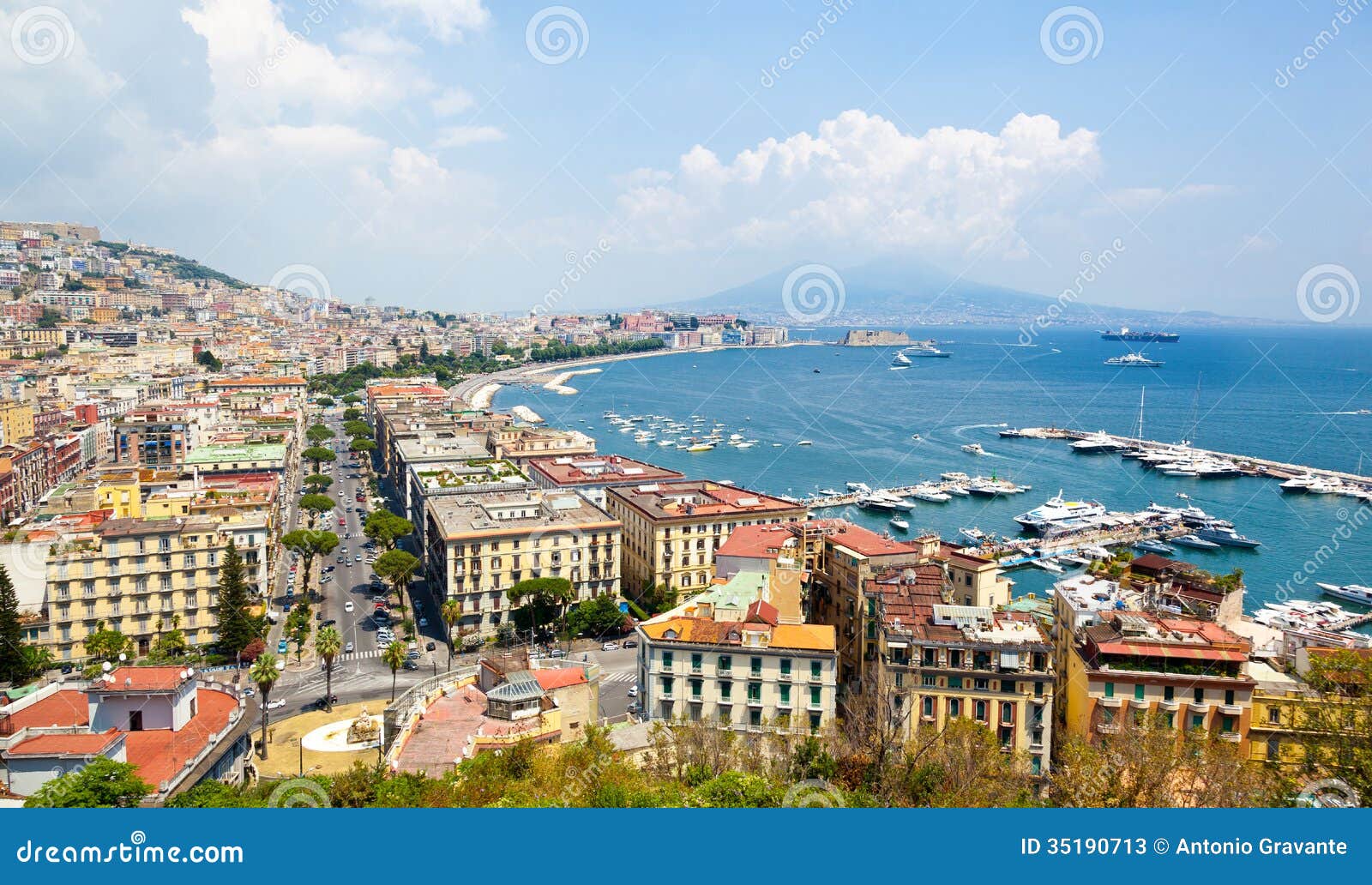 Panoramic View of Naples from Posillipo Stock Image - Image of ...