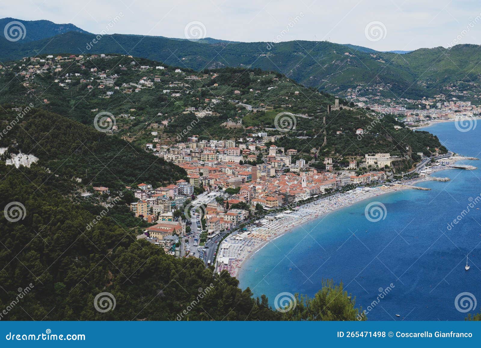A Panoramic View of Noli, Liguria - Italy Stock Photo - Image of beach ...