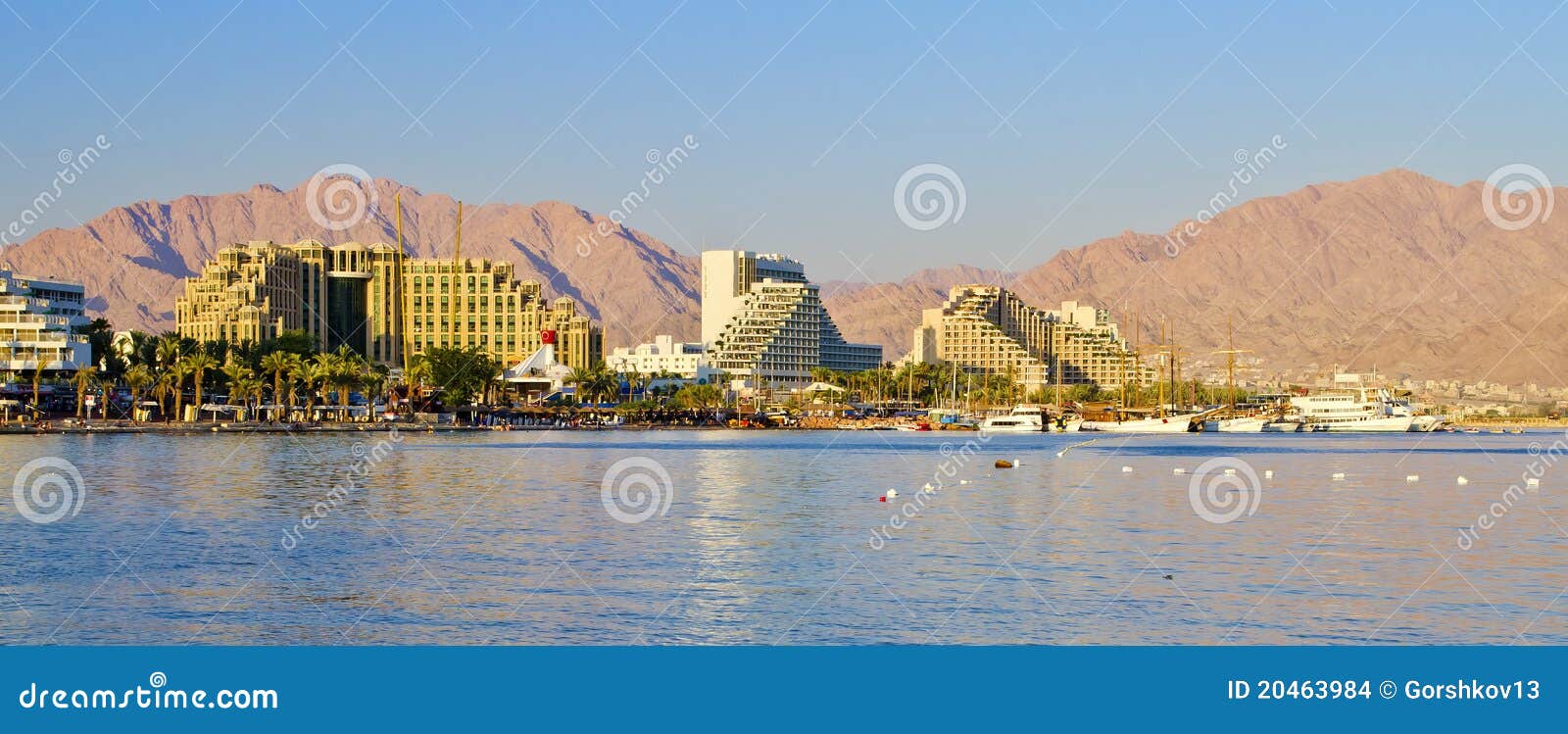 Panoramic View on Northern Beach of Eilat, Israel Stock Photo - Image ...