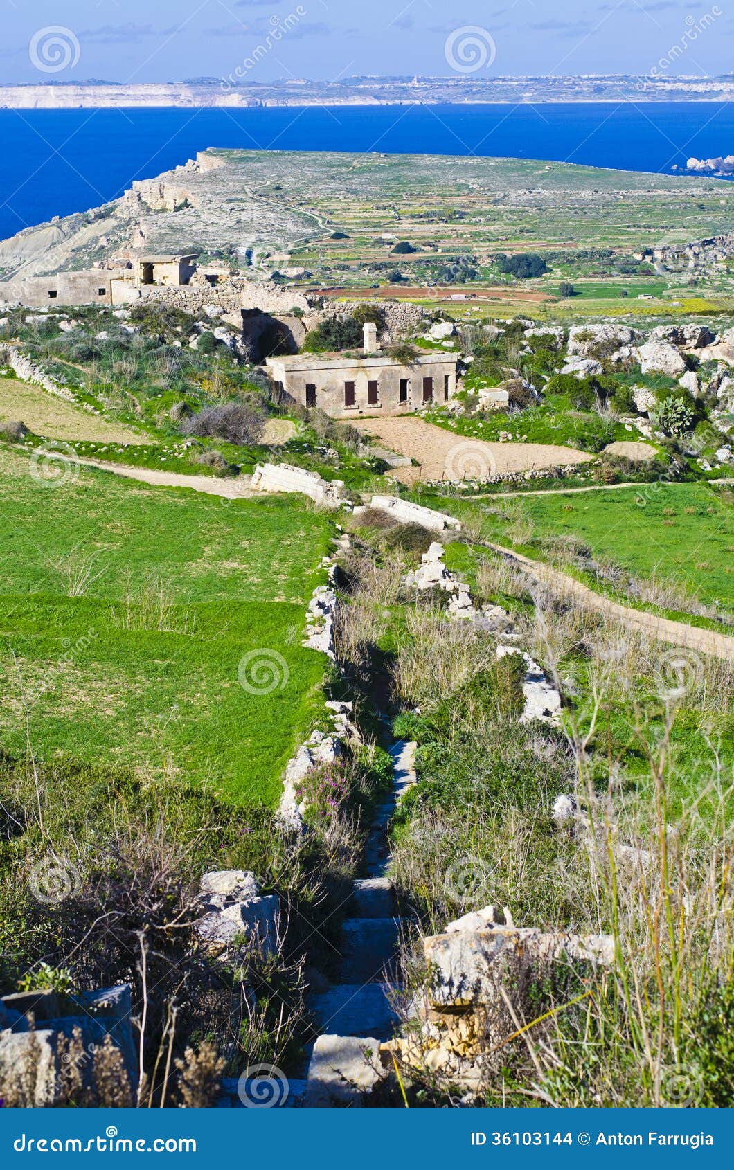 Panoramic North Malta stock photo. Image of hill, fields - 36103144