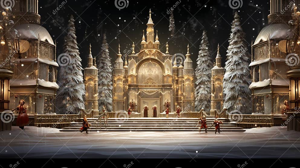 A Panoramic View of the Nutcracker Ballet Stage, Christmas Image Stock ...