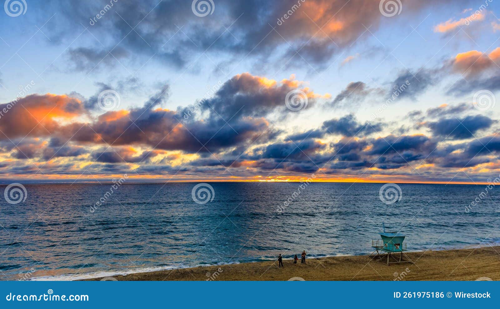 Panoramic View of the Ocean and Vibrantly Colored Sky and Clouds during ...
