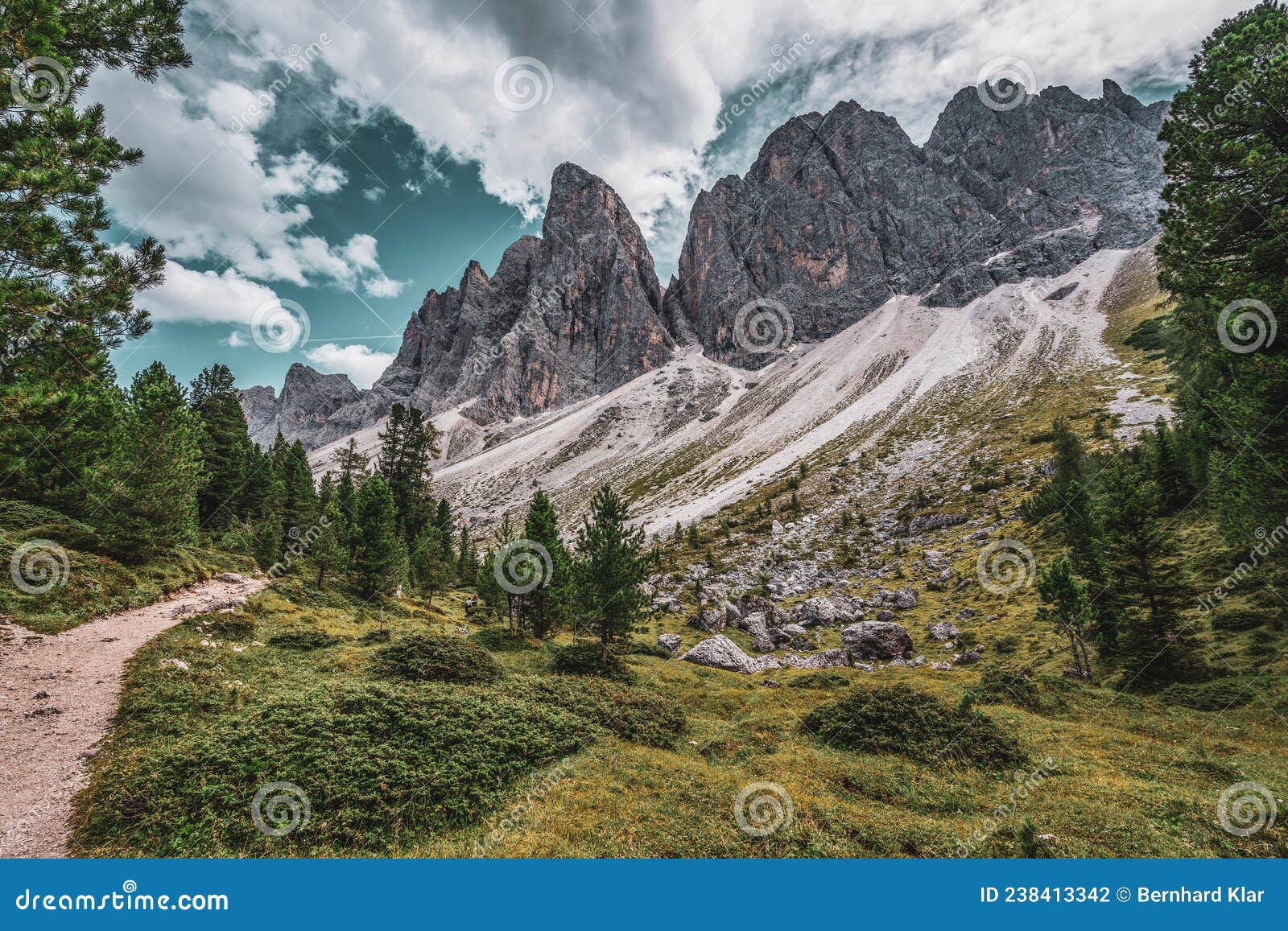 Panoramic View of the Odle Mountain Peaks Stock Photo - Image of ...