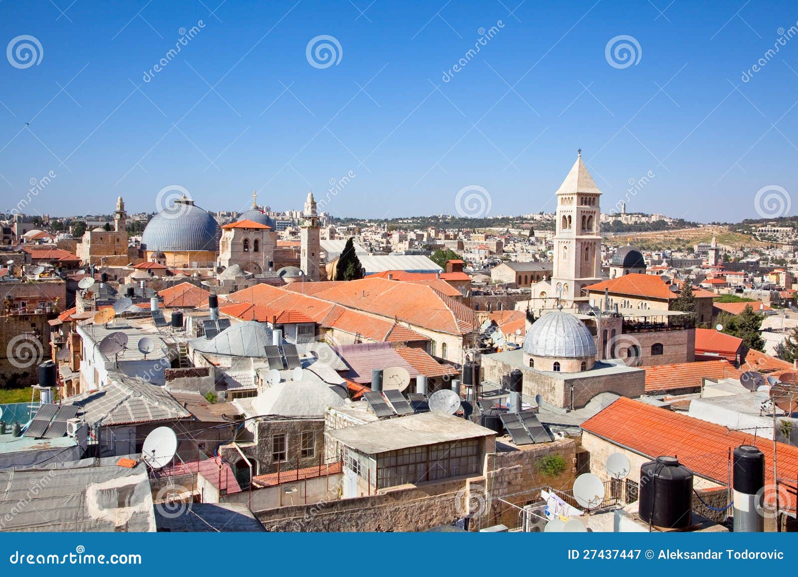 Panoramic View on Old Part of Jerusalem City Stock Image - Image of ...