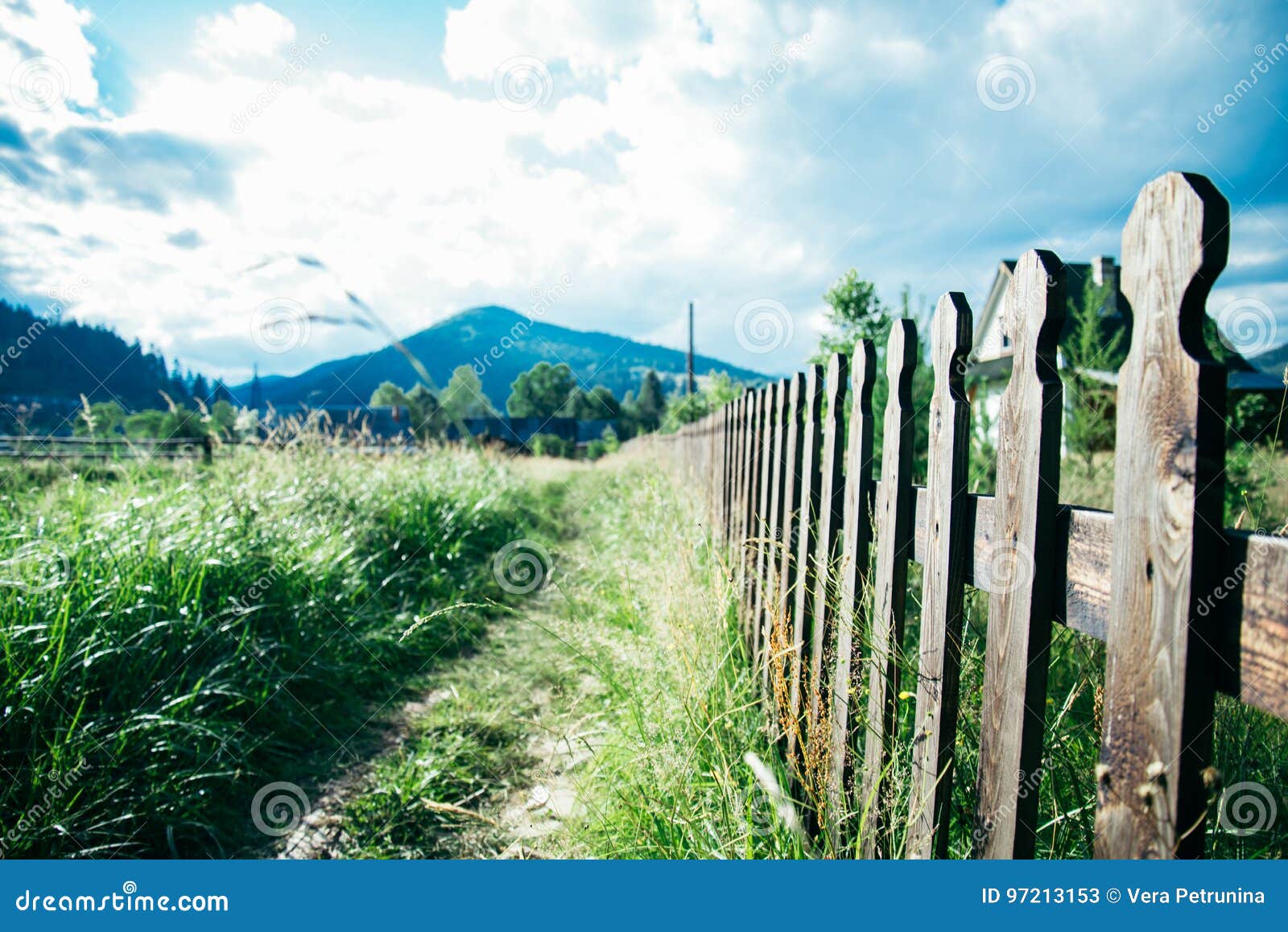 Panoramic View of the Old Path with Mountains on Background Stock Image ...