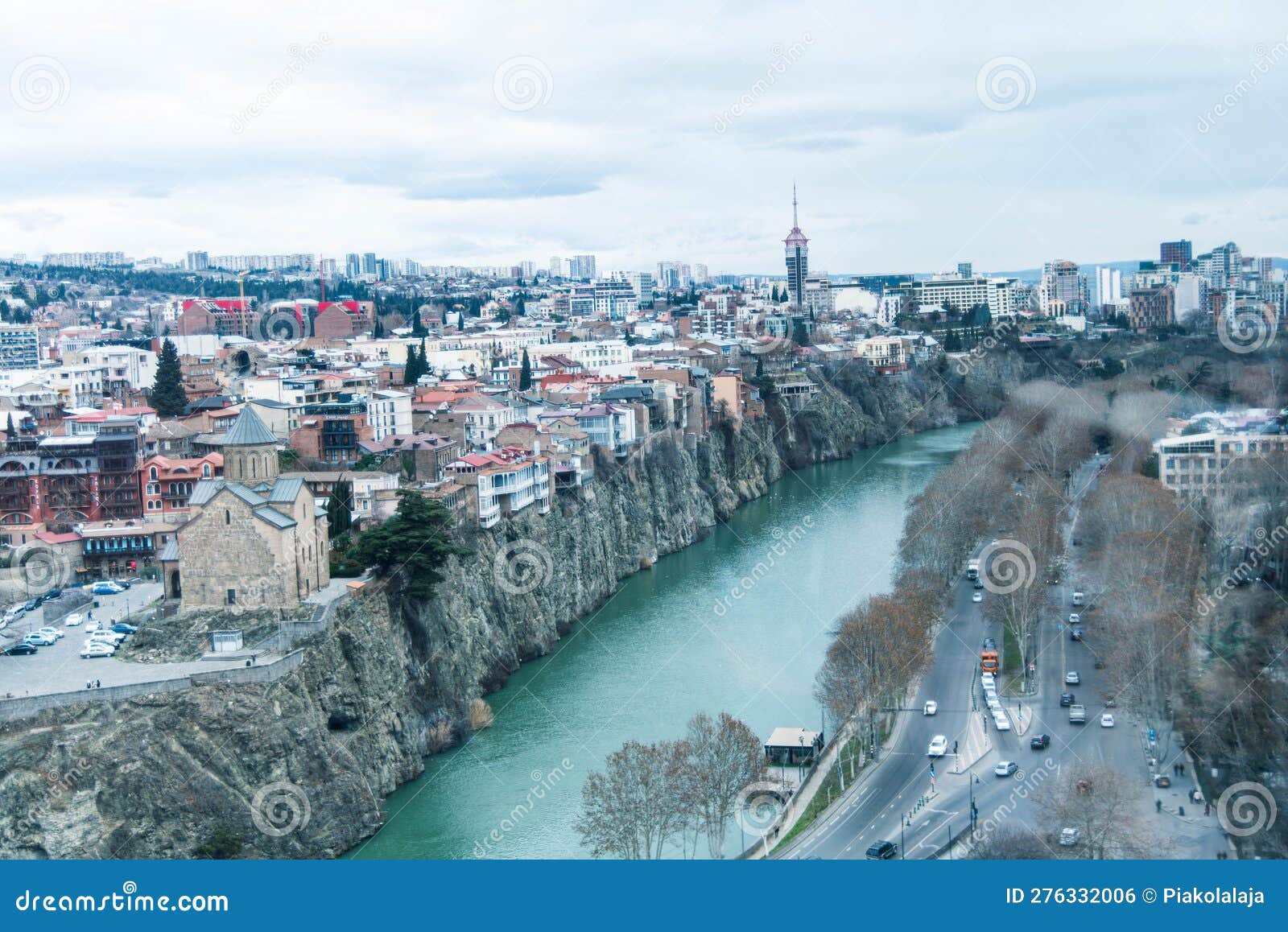 Panoramic View of the Old Town of Tbilisi and Kura River Stock Photo ...