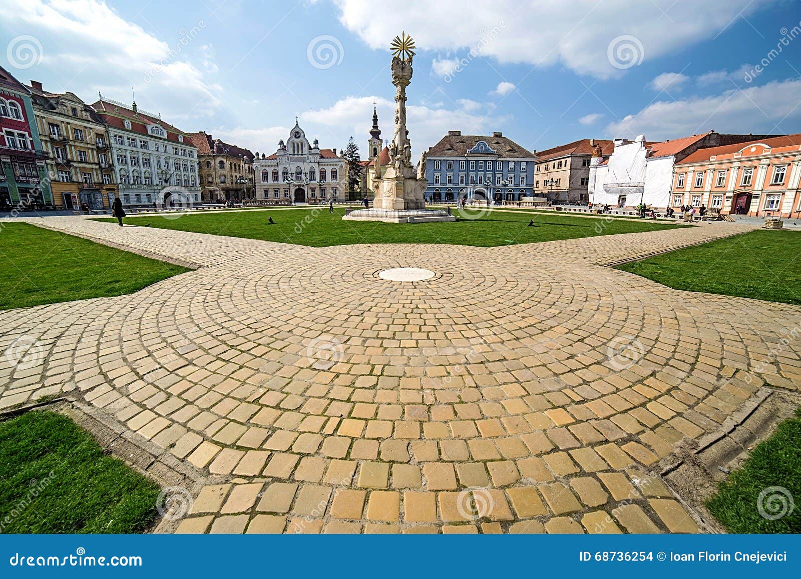Panoramic View of One Part at Union Square in Timisoara, Romania ...