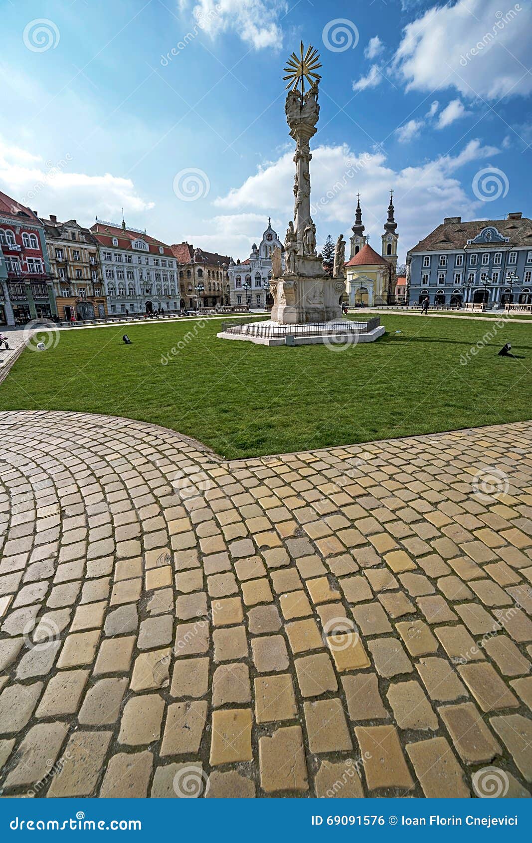 Panoramic View of One Part at Union Square in Timisoara, Romania ...