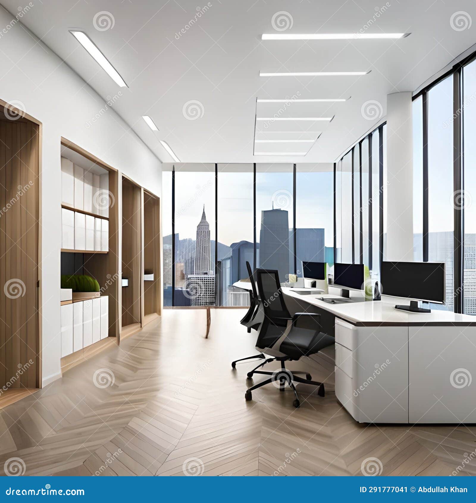 A Panoramic View of an Open-plan Office with Ergonomic Chairs Stock ...