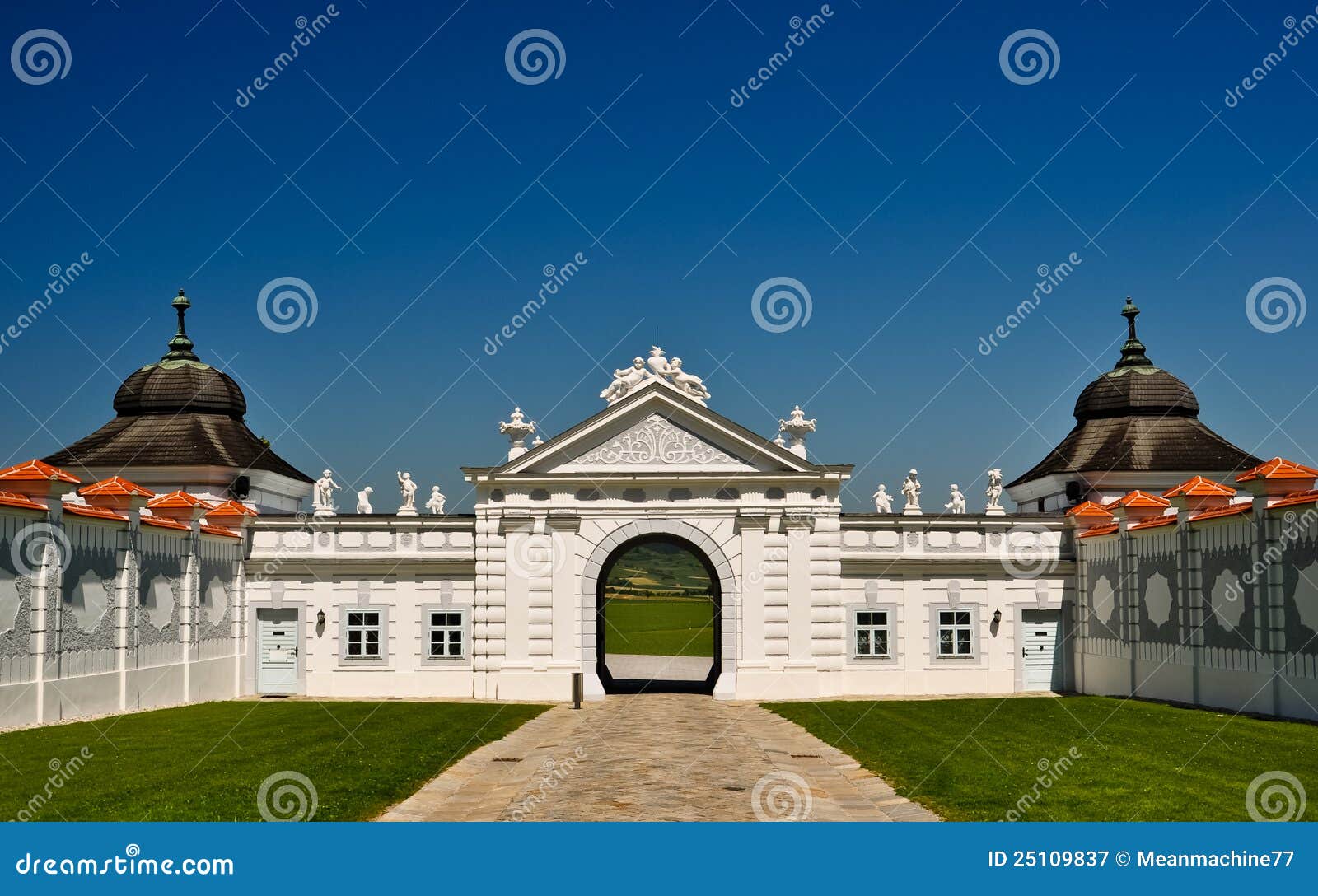 Panoramic View Out of a Baroque Gate Stock Image - Image of door, green ...