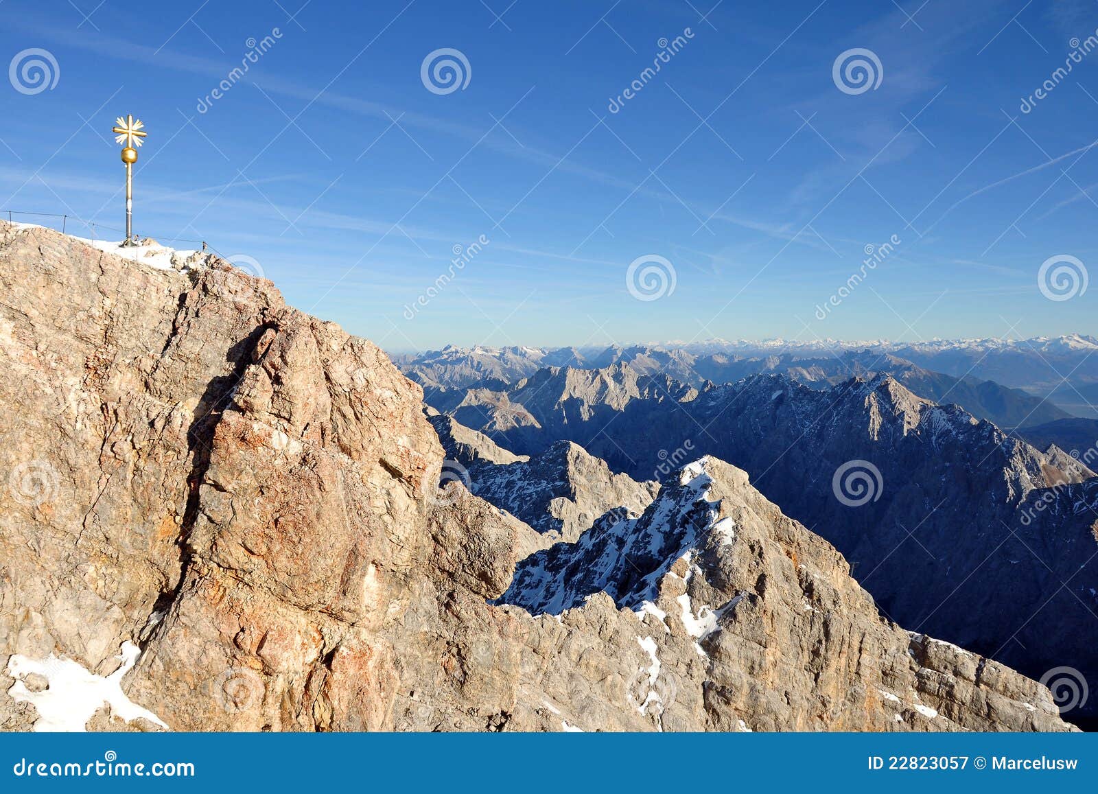 Panoramic View Over the Alps from the Zugspitze Stock Image - Image of ...