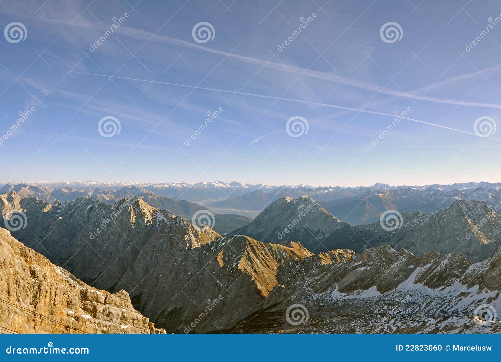 Panoramic View Over the Alps from the Zugspitze Stock Photo - Image of ...