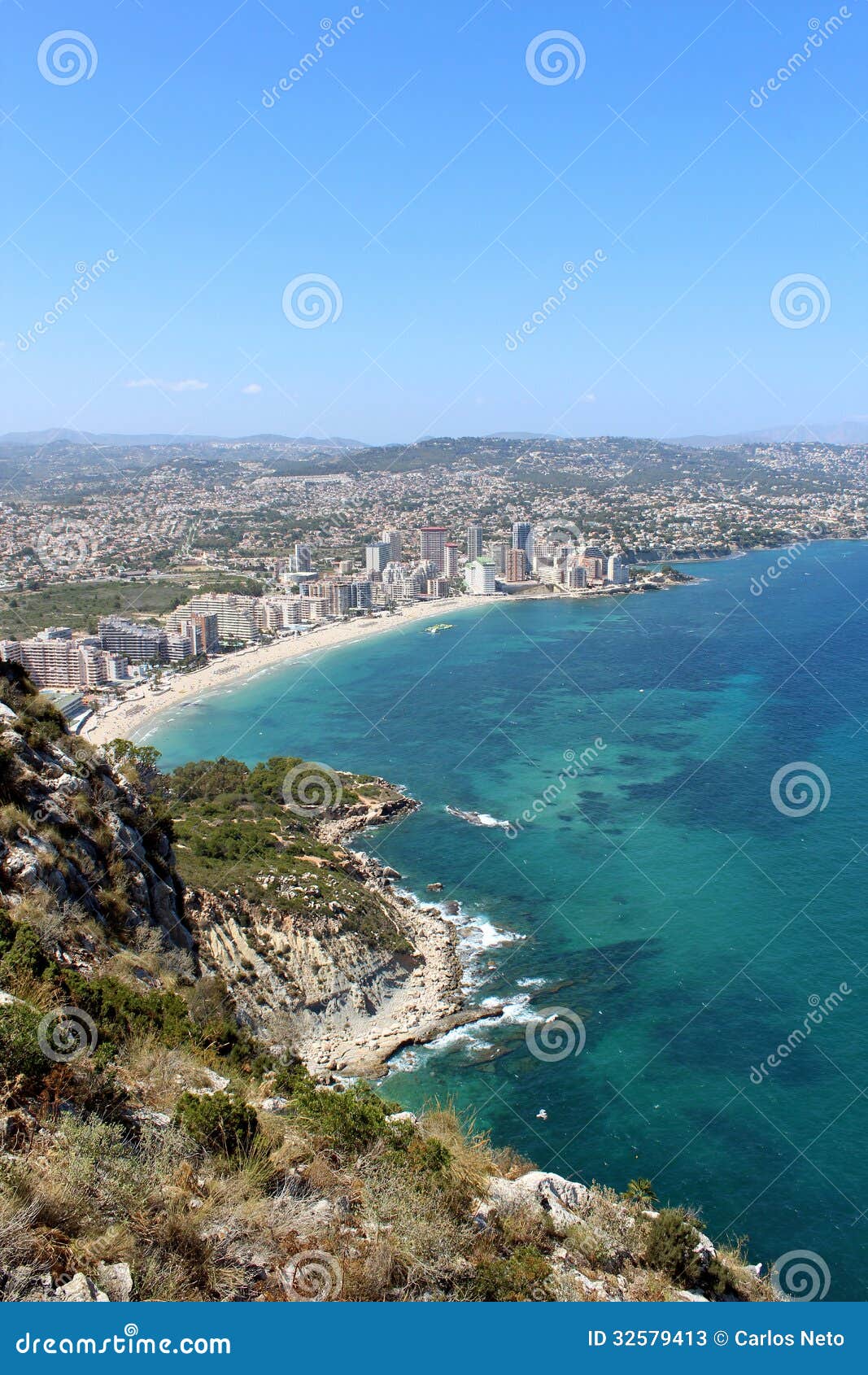 Panoramic View Over Calp (Spain). Stock Image - Image of coast, famous ...