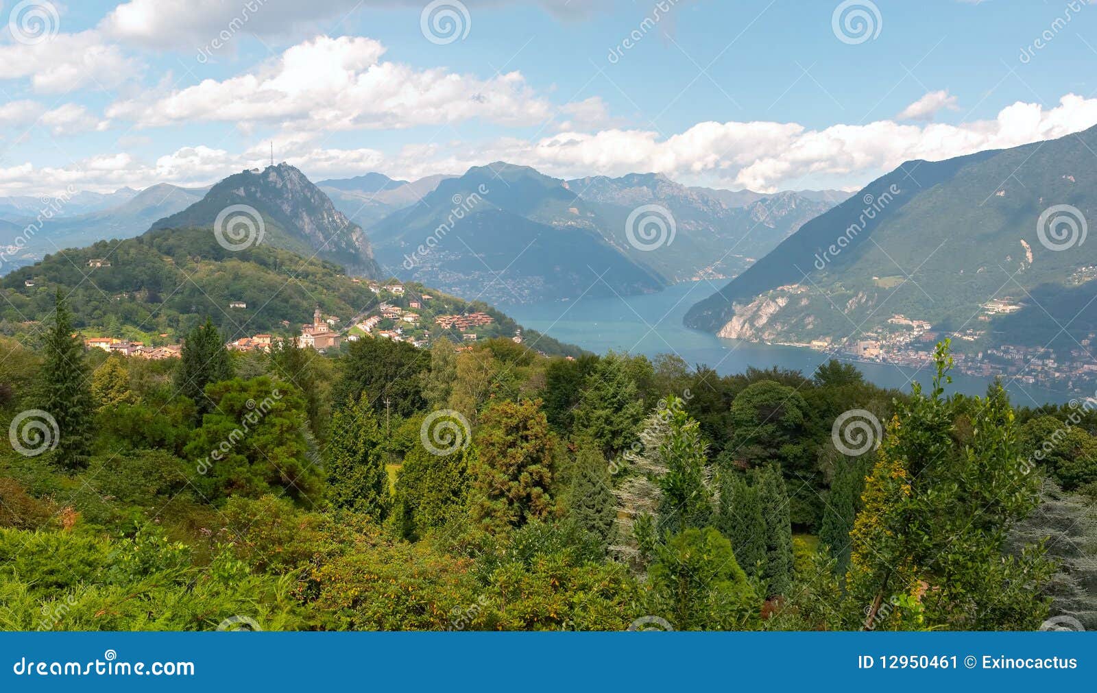 Panoramic View Over Lugano Lake Stock Image - Image of lake, colorful ...