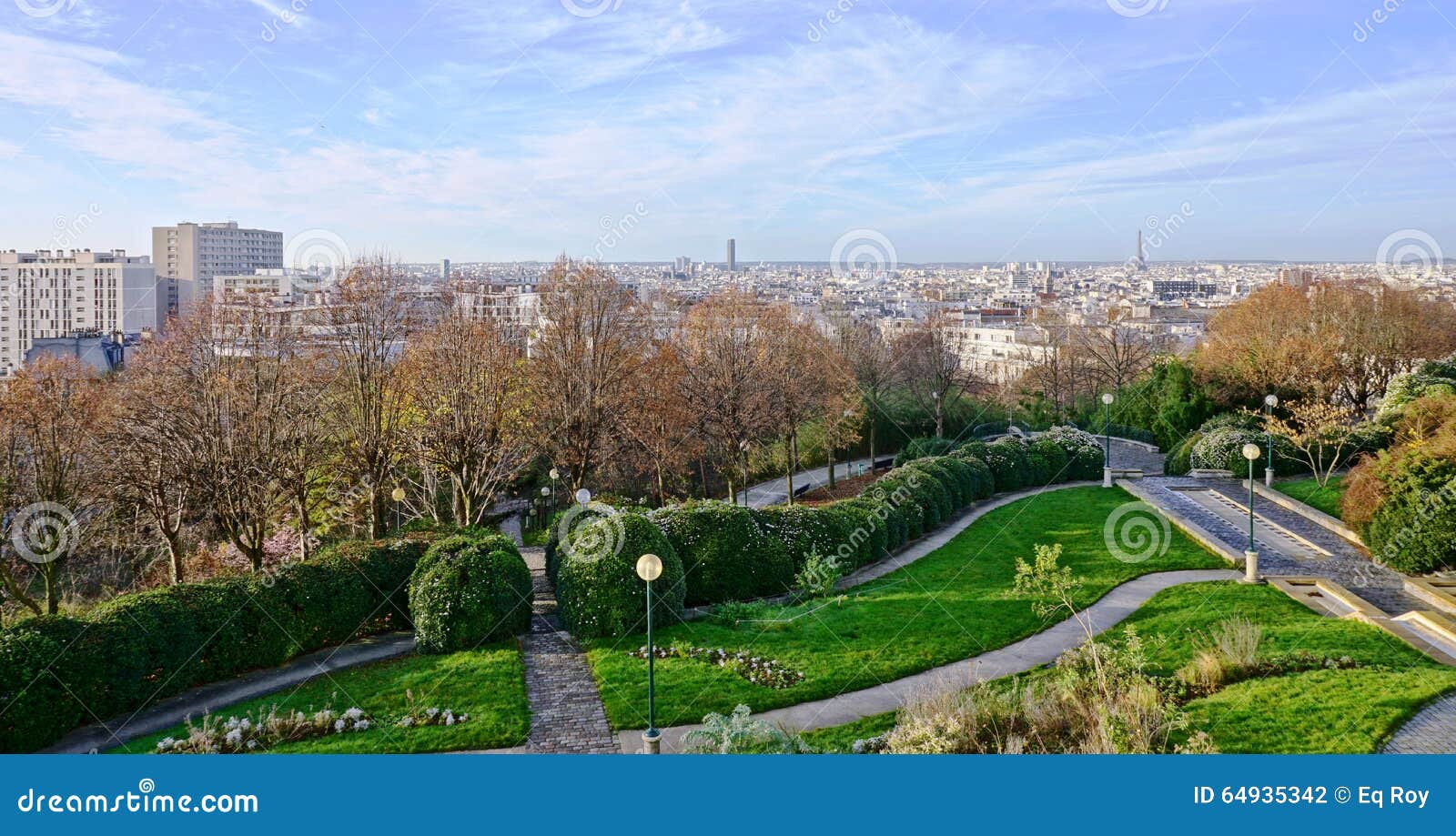 Panoramic View of the Paris Skyline from the Parc De Belleville Stock ...