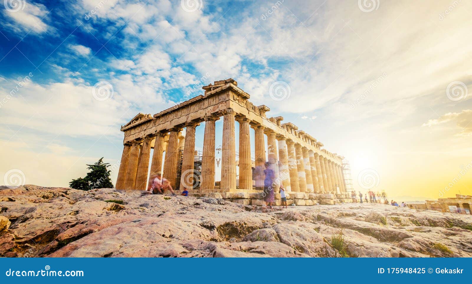 Panoramic View of the Parthenon at Sunset Stock Image - Image of ...