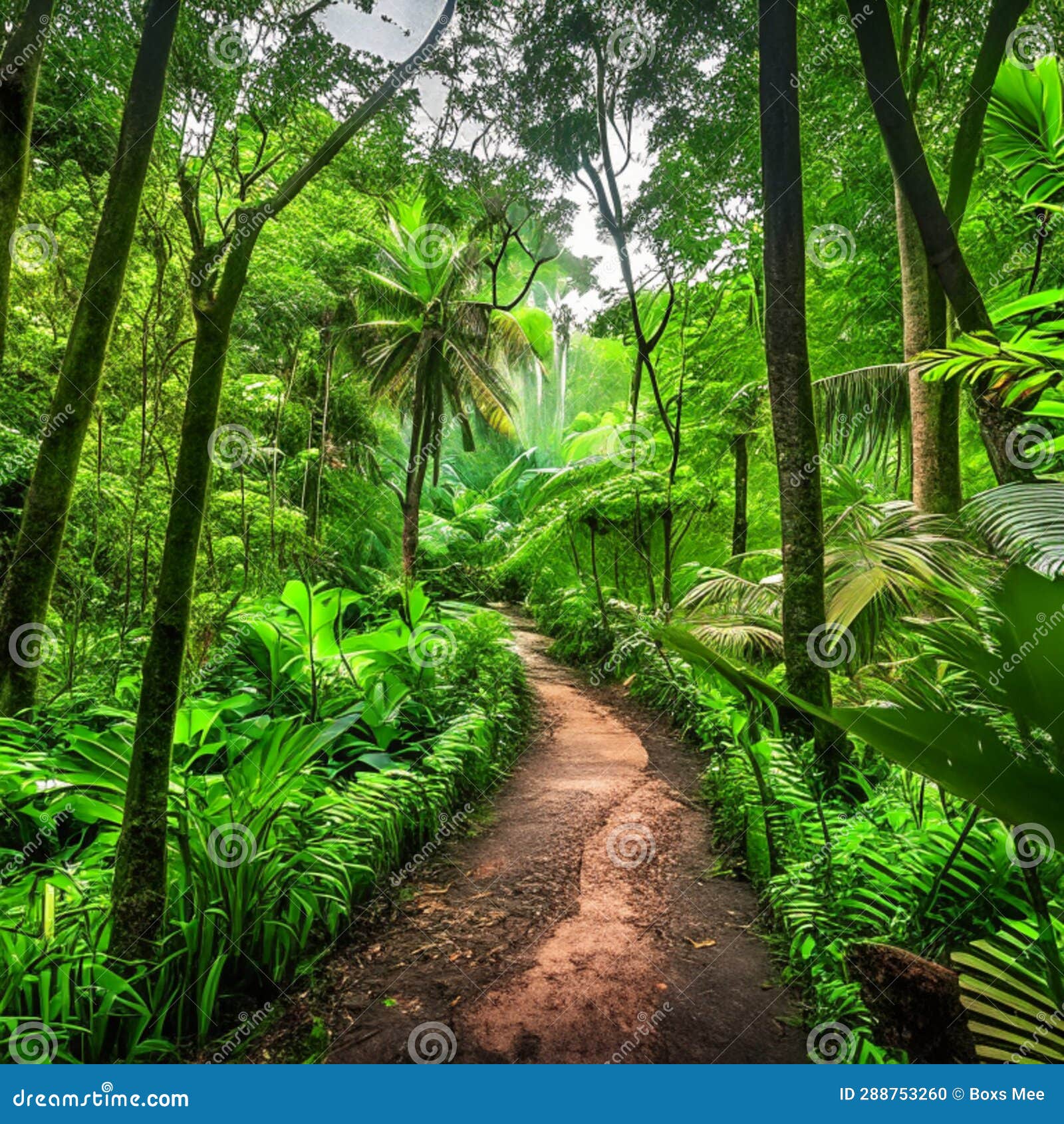 Panoramic View of a Path in the Lush Tropical Jungle. Generative AI ...