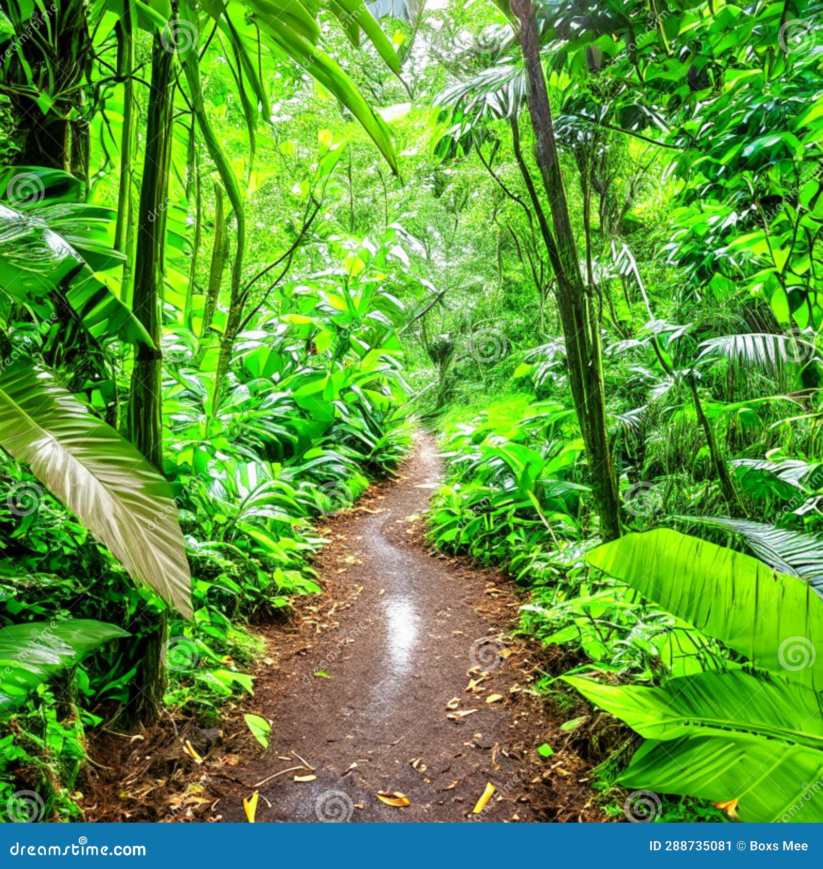 Panoramic View of a Path in a Tropical Rainforest. AI Generated Stock ...