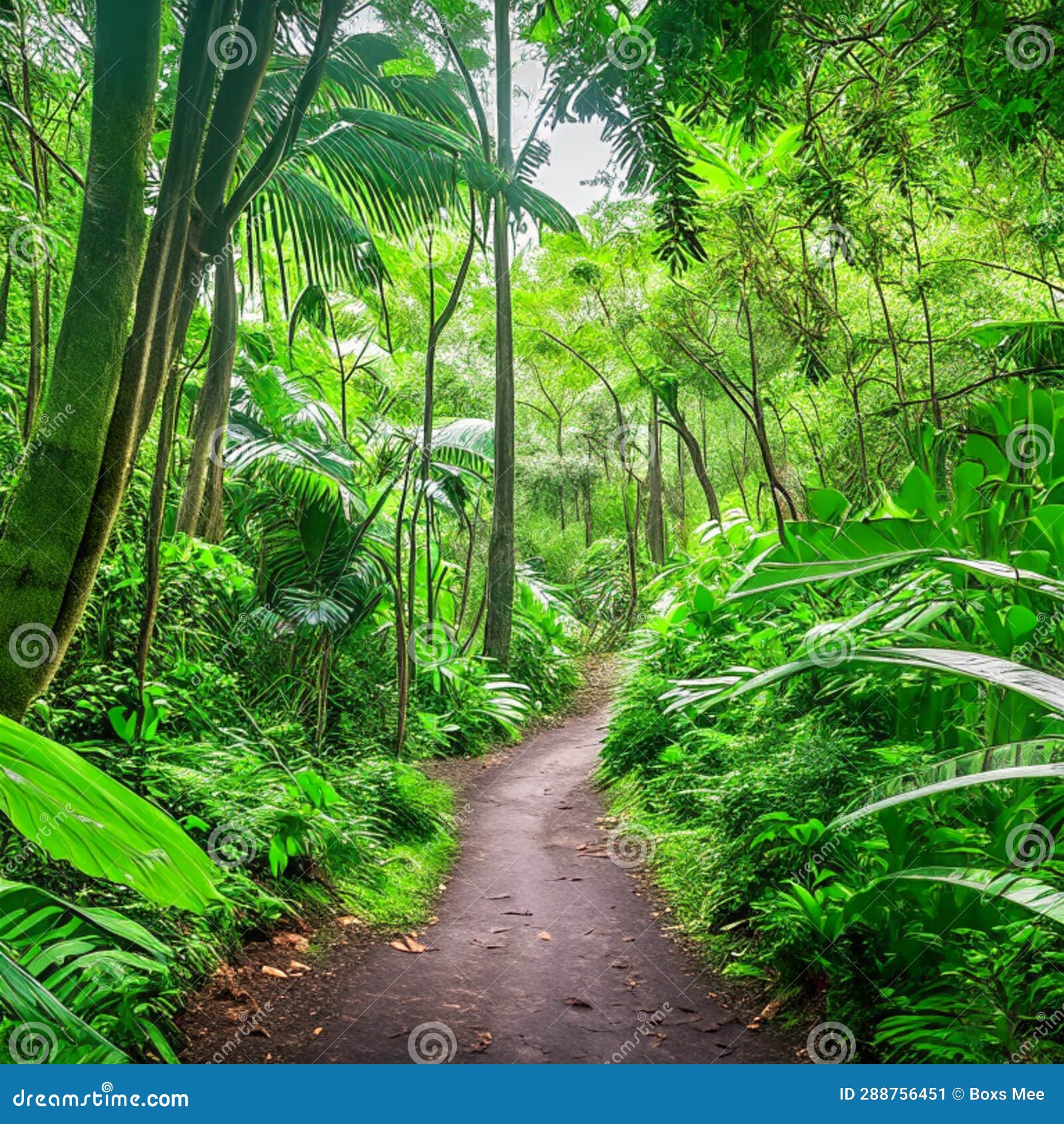 Panoramic View of a Path in a Tropical Rainforest. AI Generated Stock ...