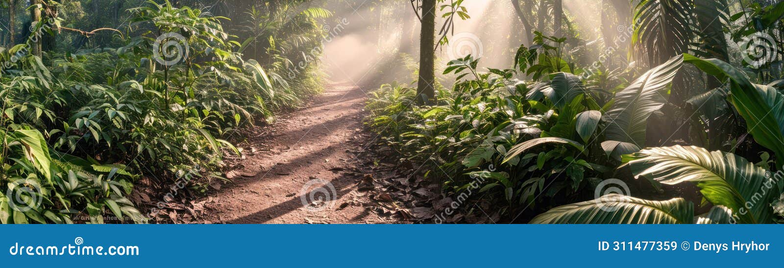 Panoramic View of a Path in a Tropical Rainforest. Banner Stock Image ...