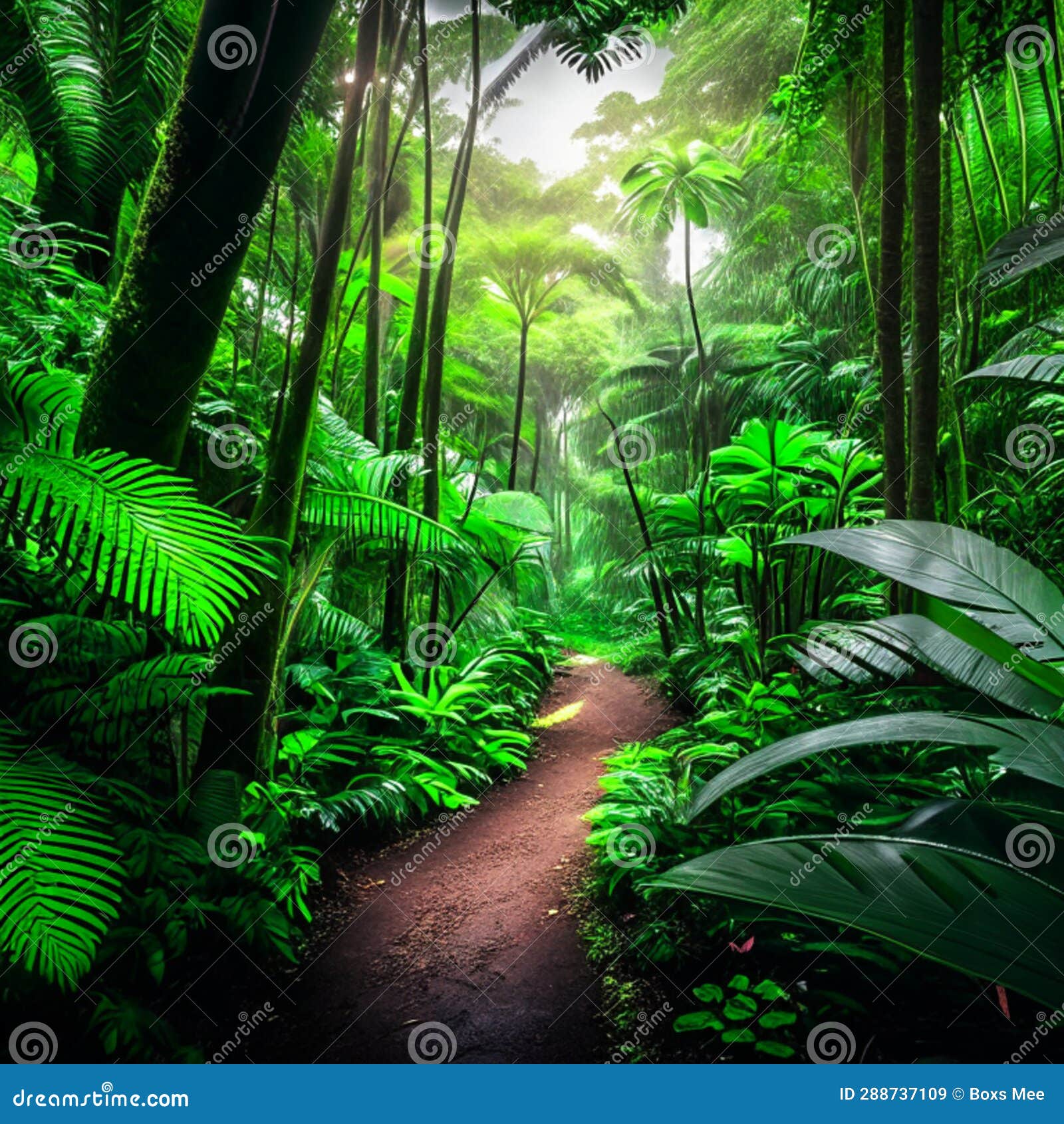 Panoramic View of a Path in a Tropical Rainforest. Generative AI Stock ...