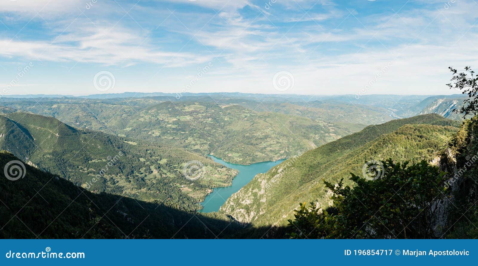 Panoramic View of the Perucac Lake Stock Image - Image of blue, horizon ...