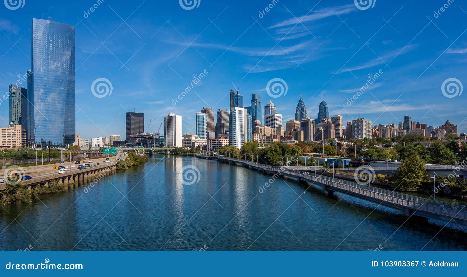 View of Philadelphia Downtown Stock Image - Image of city, metropolitan ...