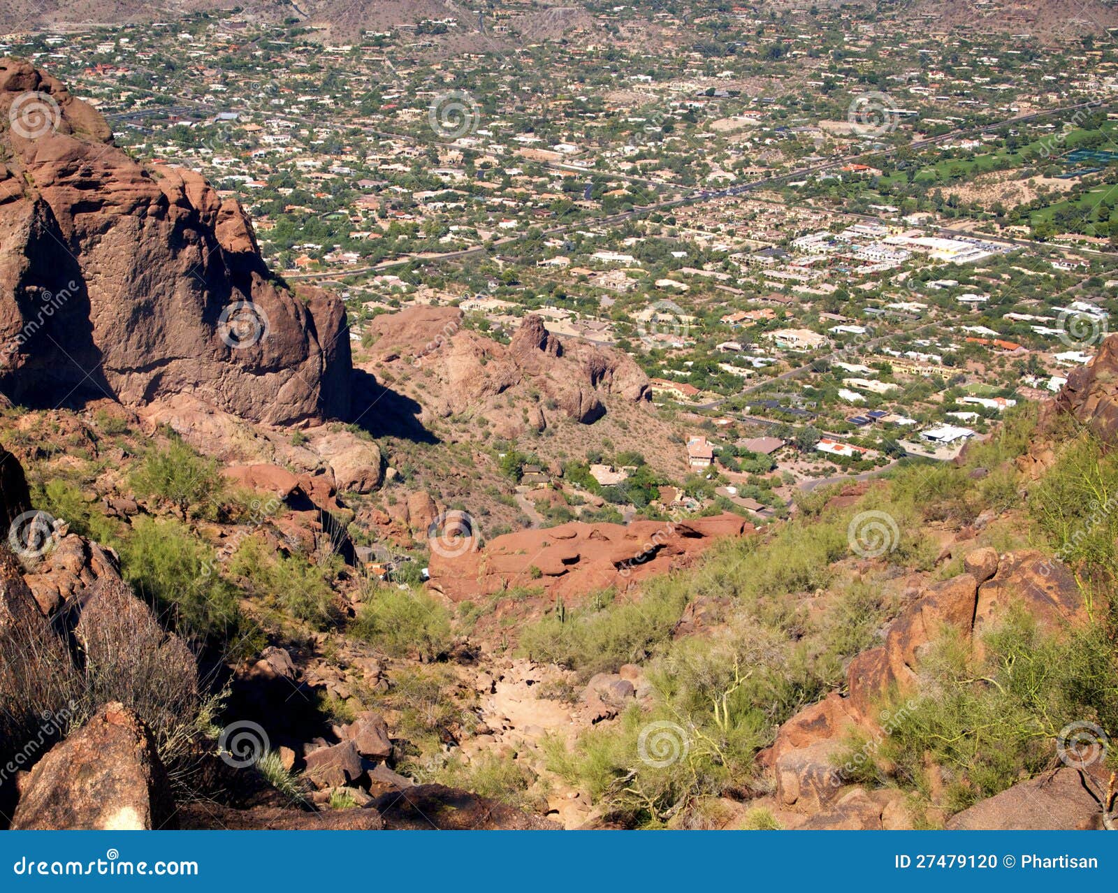 Panoramic View of Phoenix, AZ Stock Photo - Image of cactus, houses ...