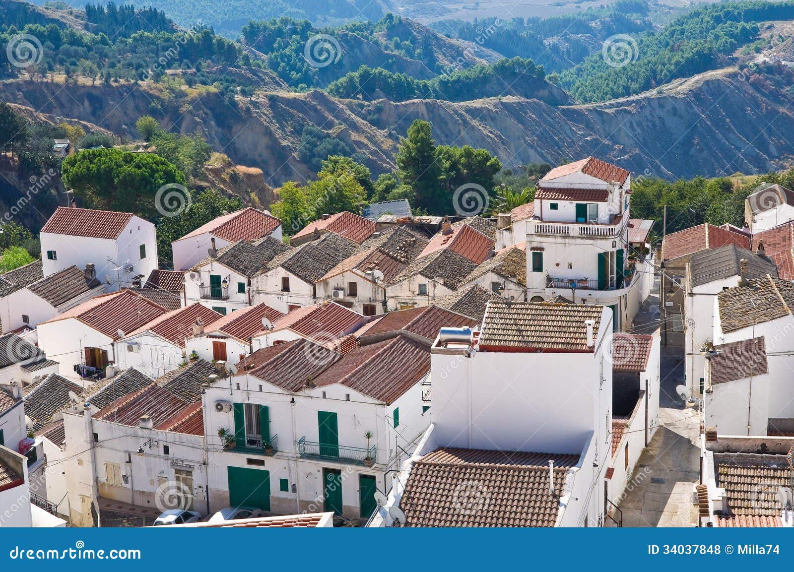 Panoramic View of Pisticci. Basilicata. Italy. Stock Photo - Image of ...