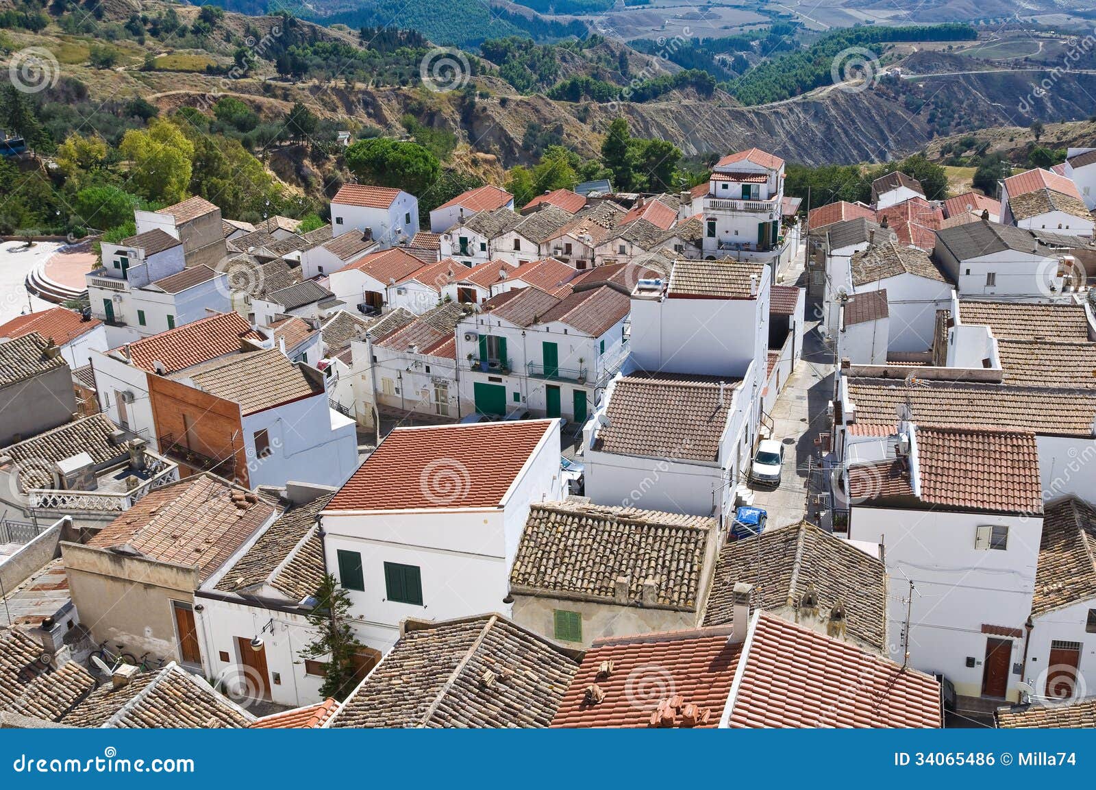 Panoramic View of Pisticci. Basilicata. Italy. Stock Photo - Image of ...
