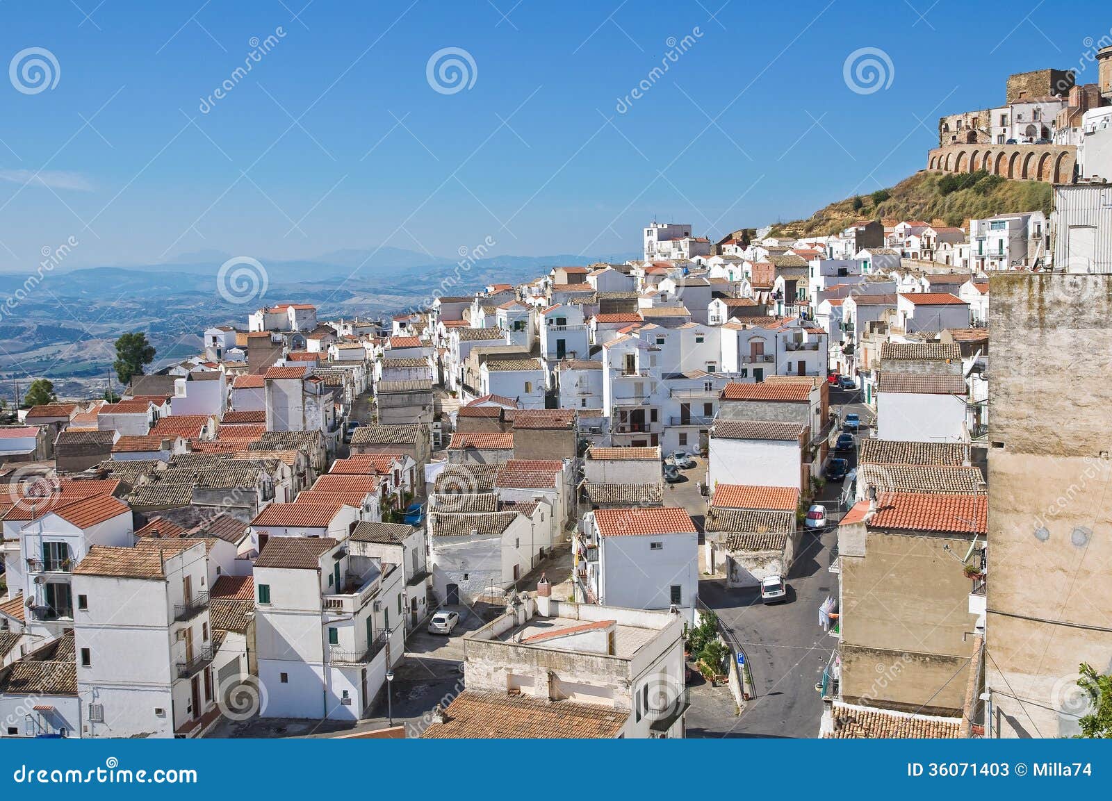 Panoramic View of Pisticci. Basilicata. Italy. Stock Image - Image of ...