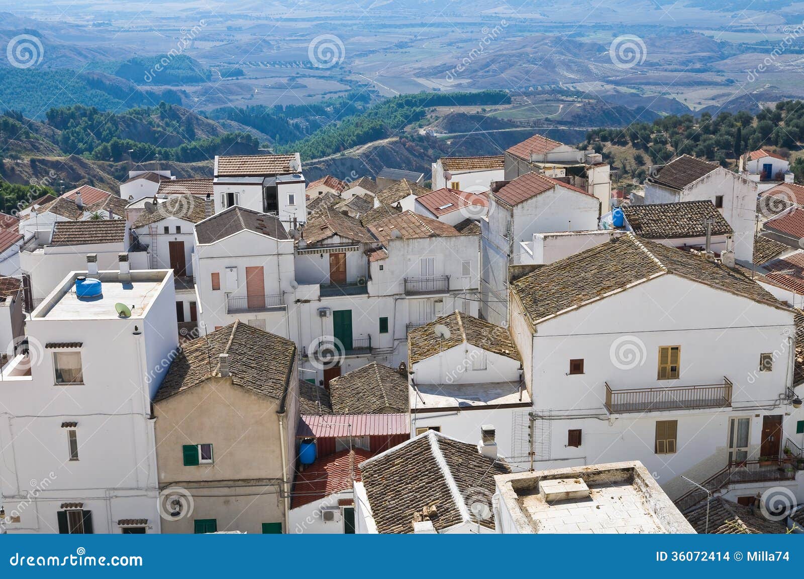 Panoramic View of Pisticci. Basilicata. Italy. Stock Photo - Image of ...