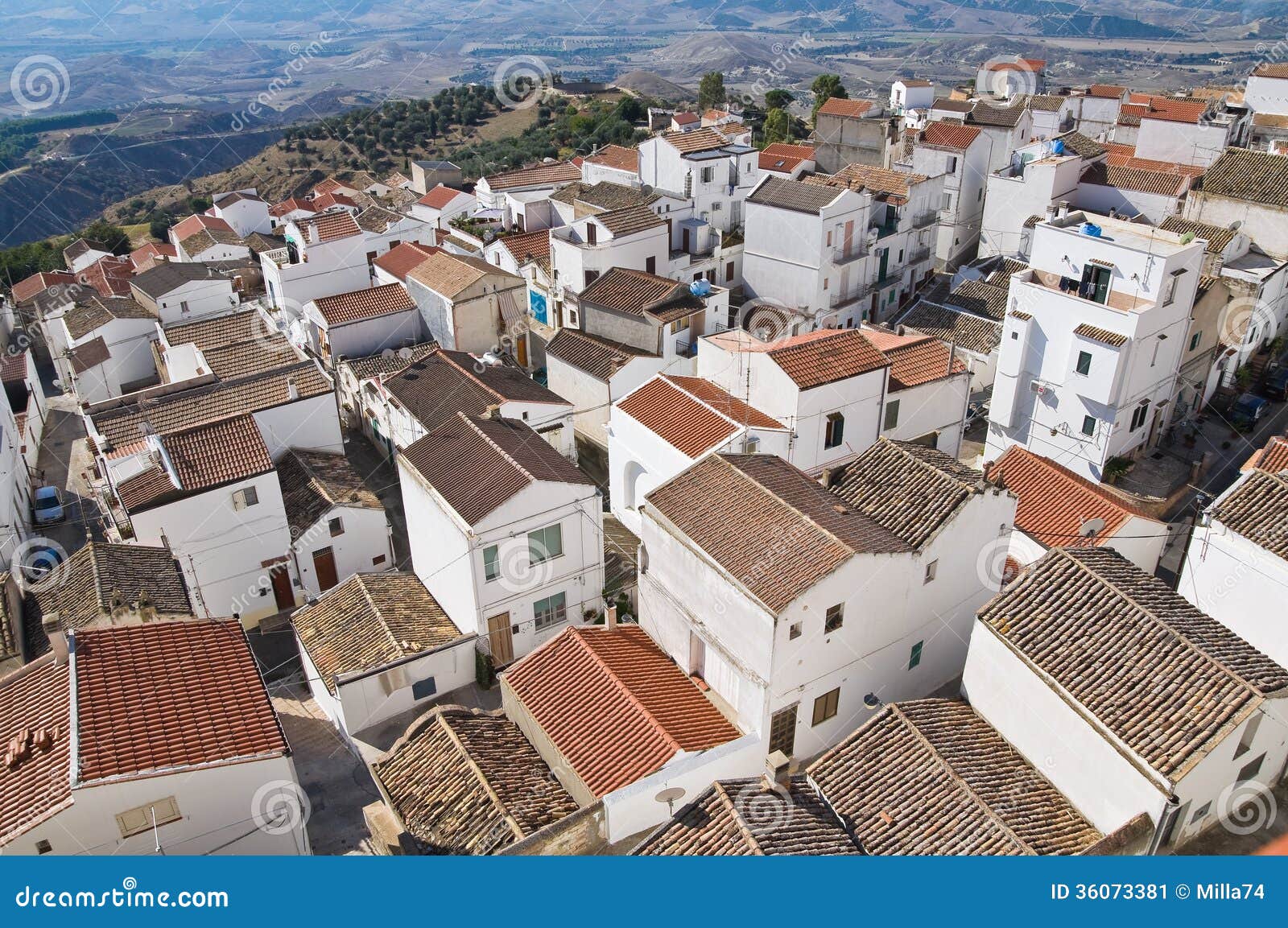Panoramic View of Pisticci. Basilicata. Italy. Stock Image - Image of ...