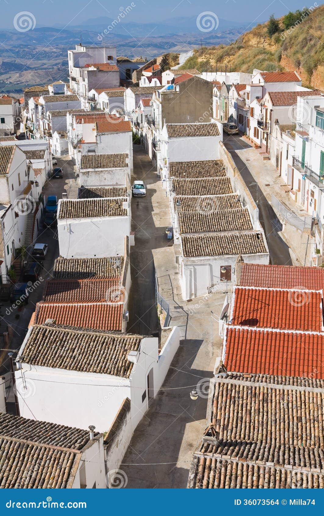 Panoramic View of Pisticci. Basilicata. Italy. Stock Photo - Image of ...