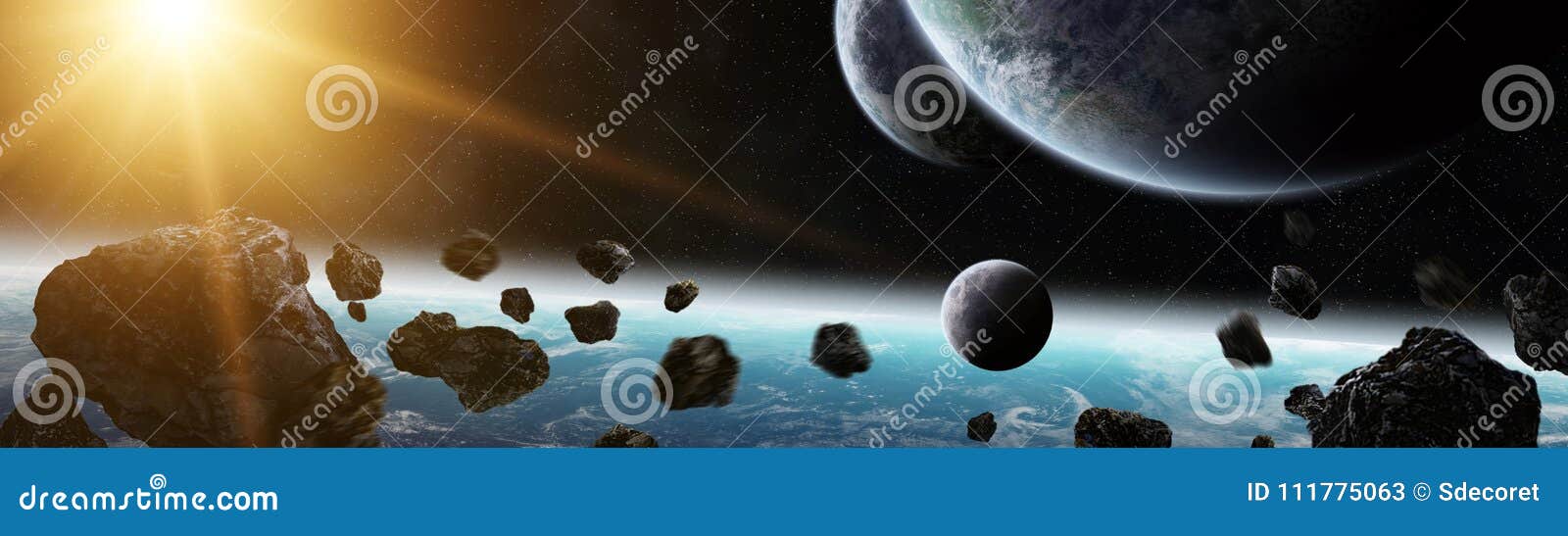 Panoramic View of Planets in Distant Solar System 3D Rendering E Stock ...