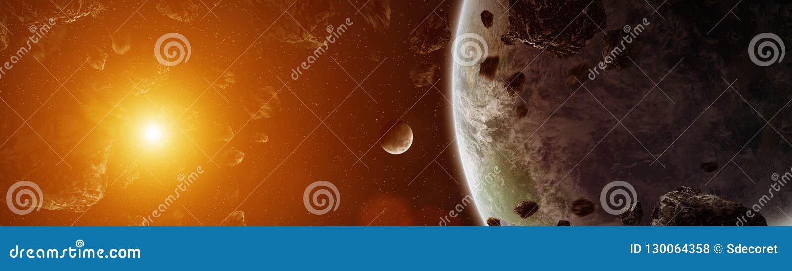 Panoramic View of Planets in Distant Solar System 3D Rendering E Stock ...